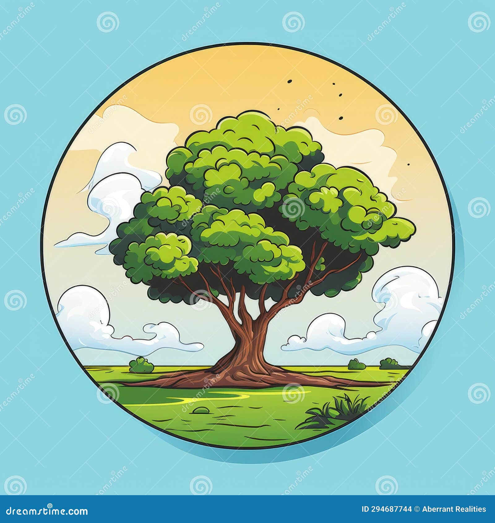Cartoon Illustration of a Tree in a Circle Stock Illustration ...