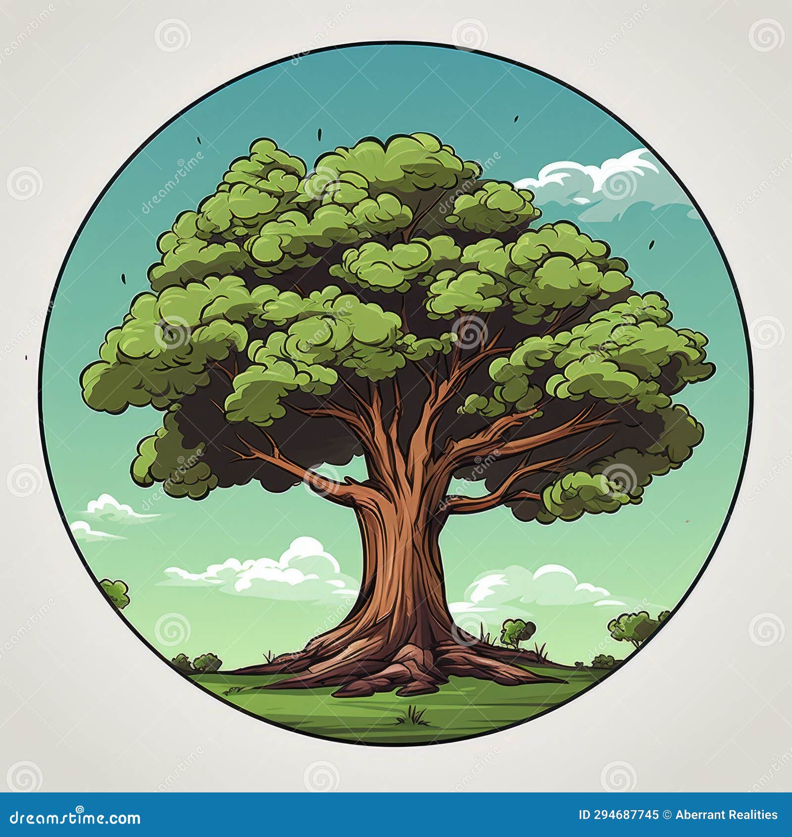 Cartoon Illustration of a Tree in a Circle Stock Illustration ...