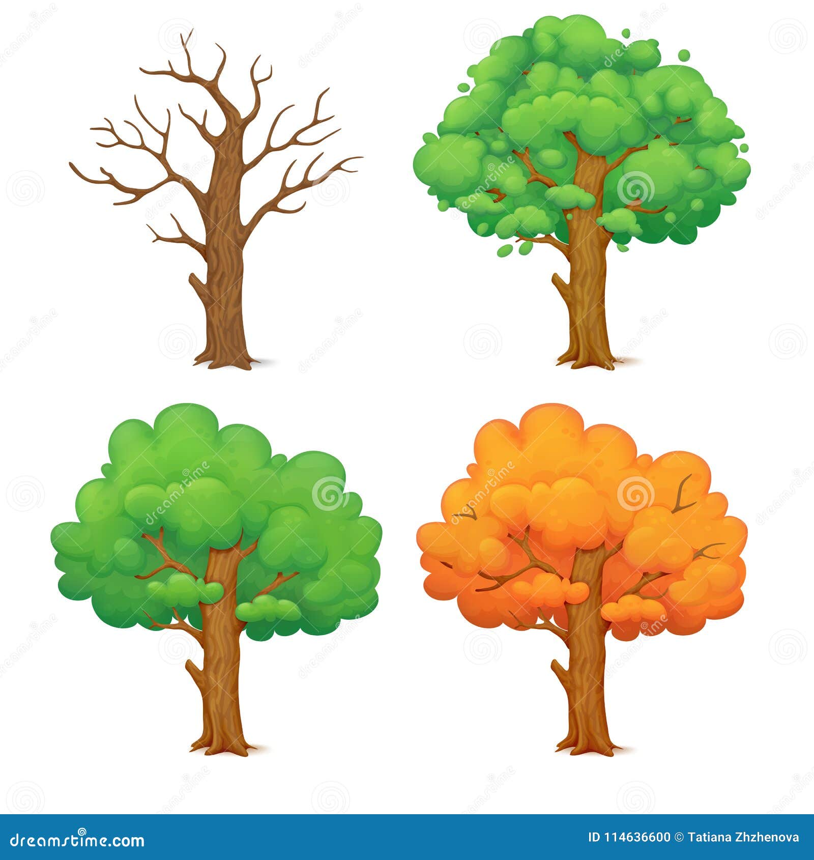 Cartoon Tree in Four Seasons Stock Vector - Illustration of outdoor ...