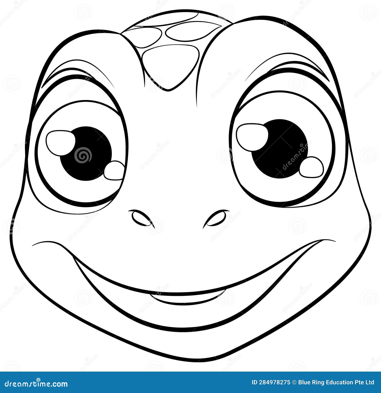 A Cartoon Illustration of a Turtle Smiling Face Stock Vector ...