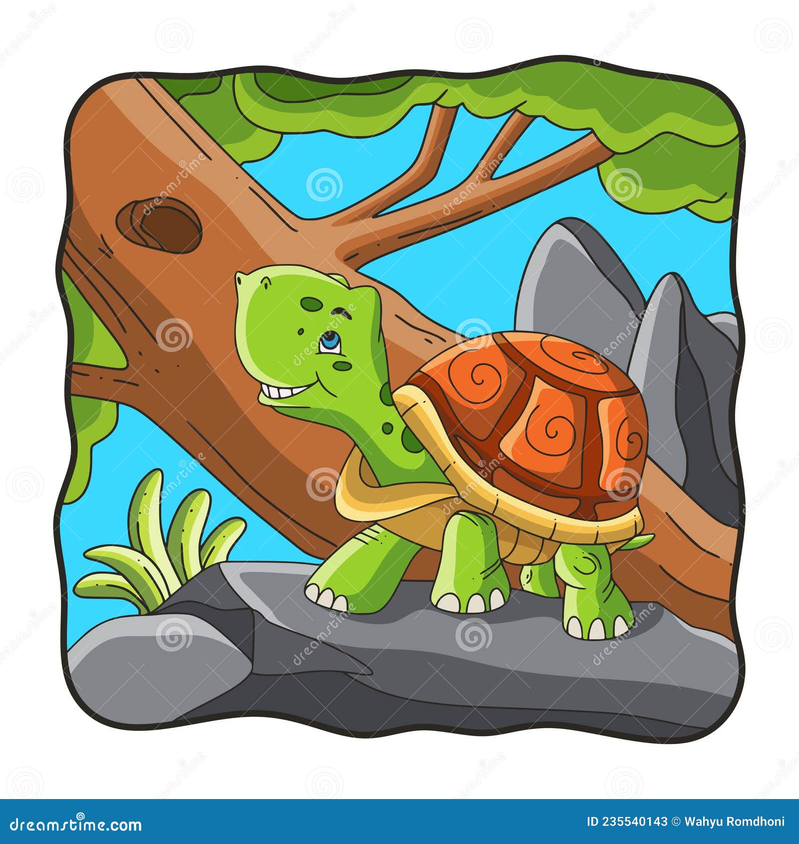 Cartoon Illustration the Turtle is Walking Stock Illustration ...
