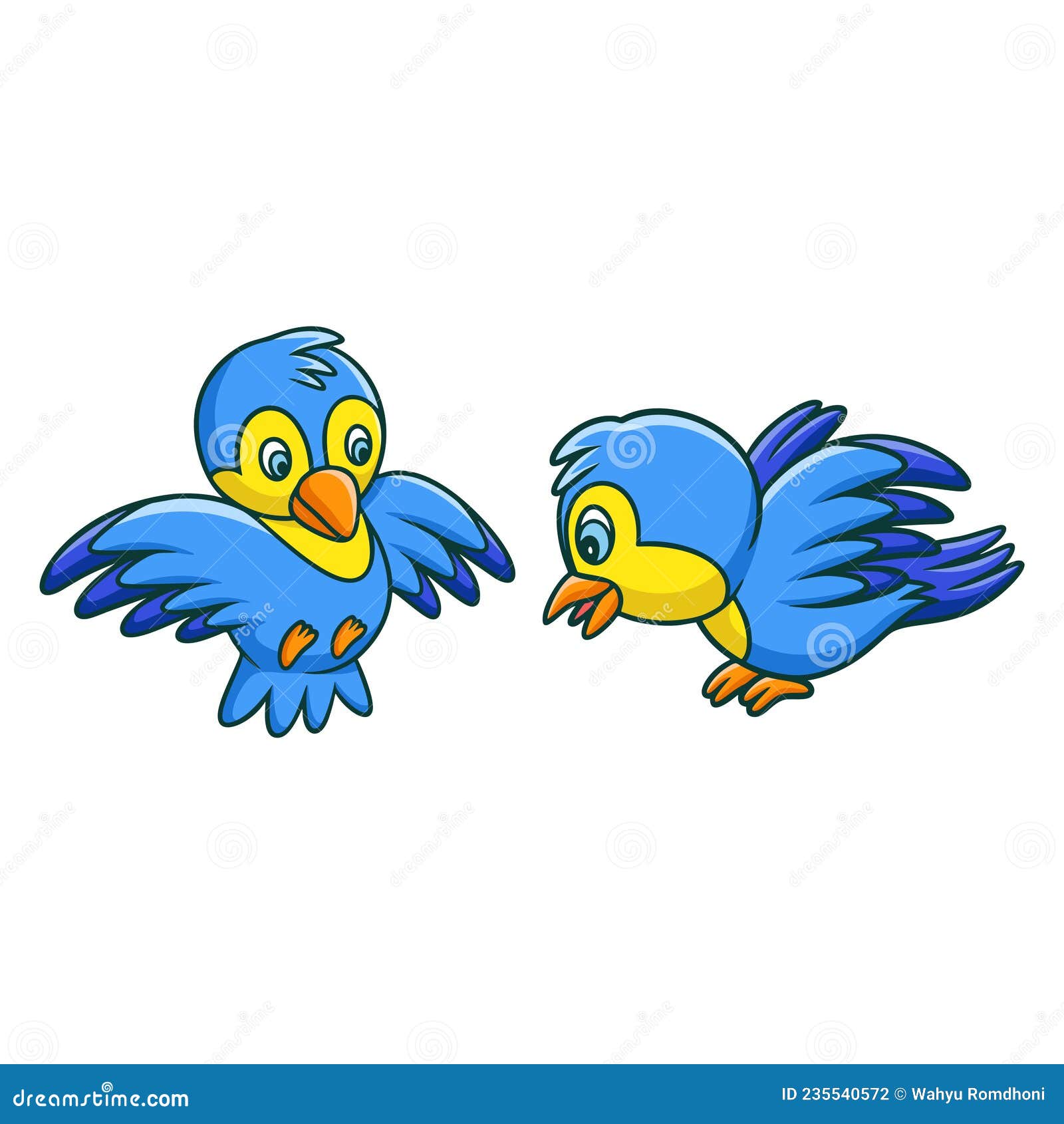 Cartoon Illustration Two Birds Stock Illustration - Illustration of ...
