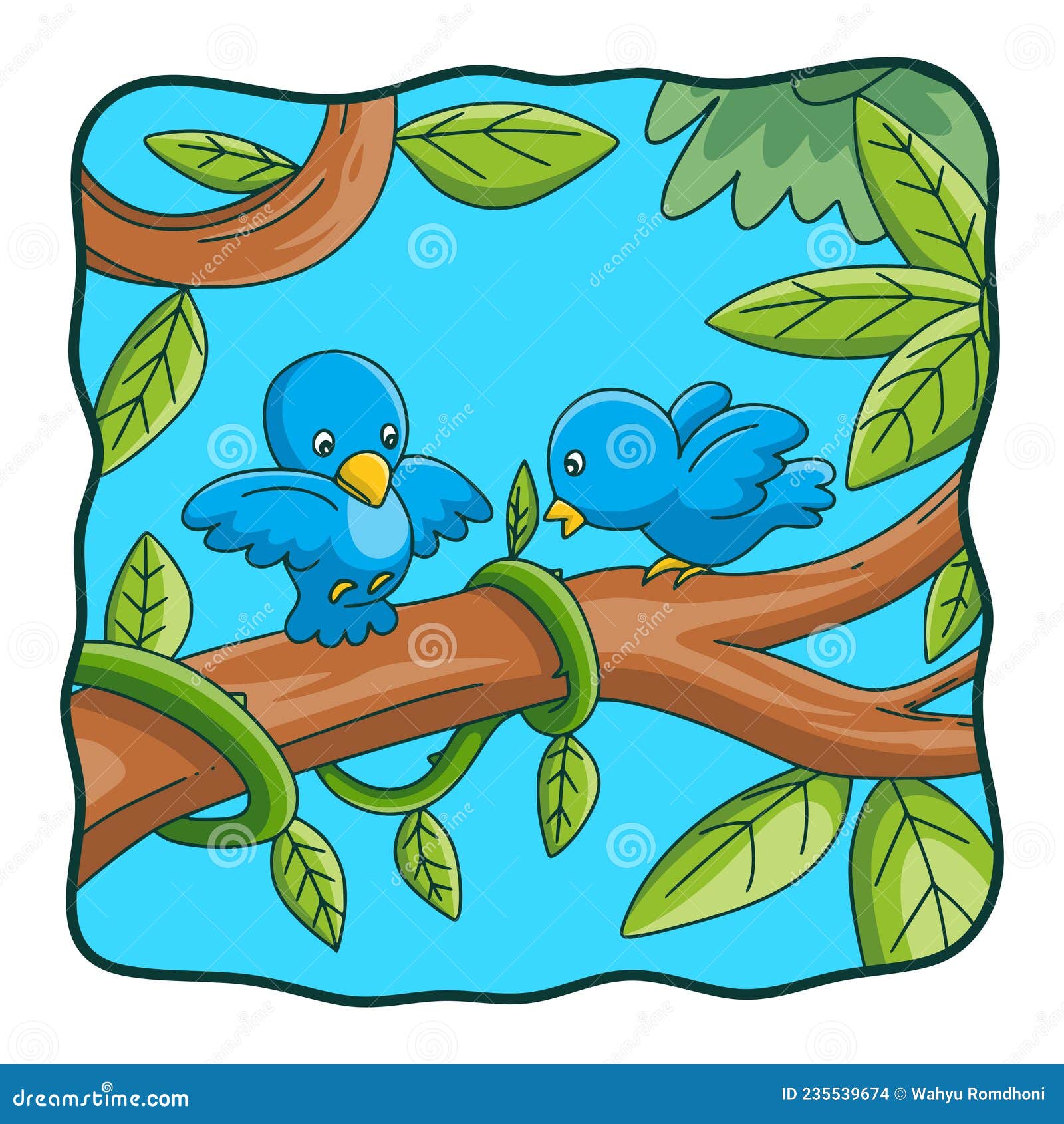 Cartoon Illustration Two Birds Stock Vector - Illustration of friends ...