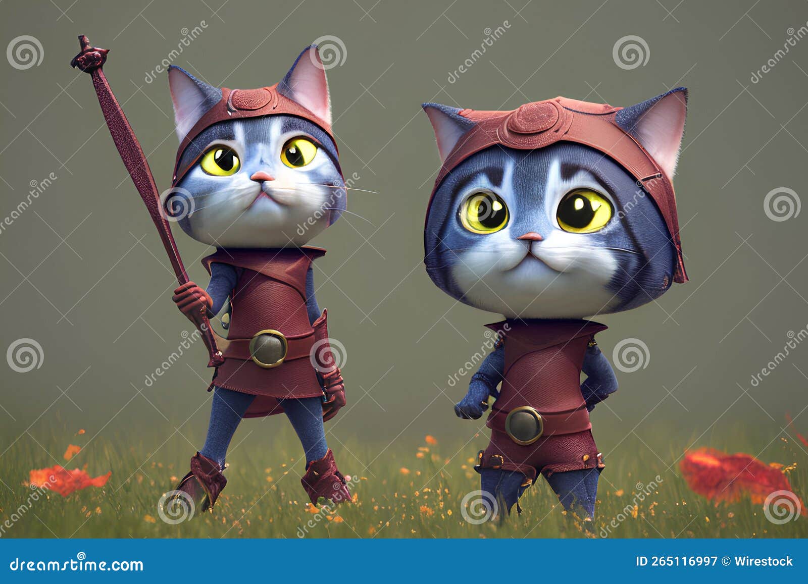 Cartoon Illustration of Two Cute Grey Cats Stock Illustration ...
