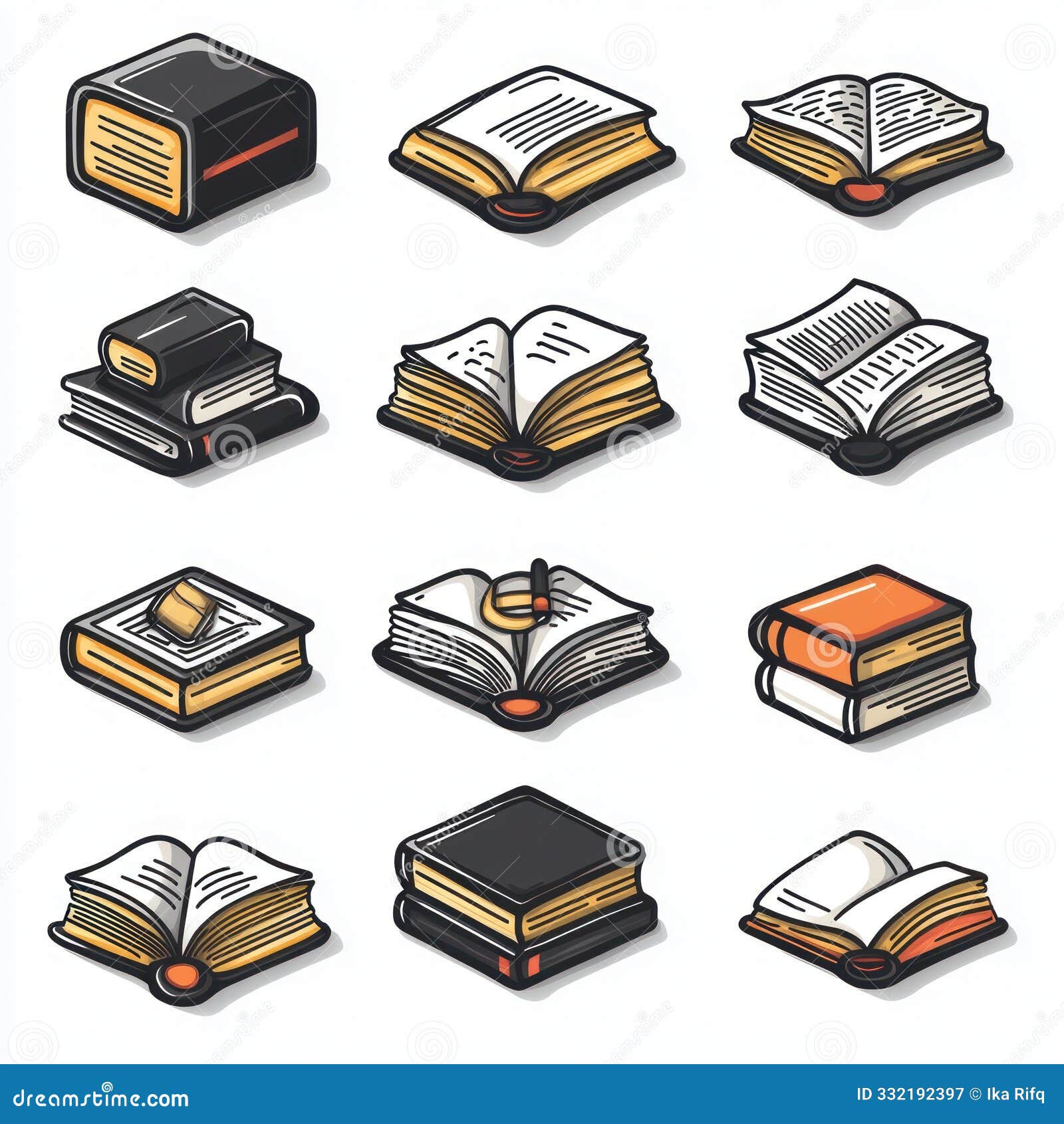 Cartoon Illustration of Various Open and Closed Books Stock ...