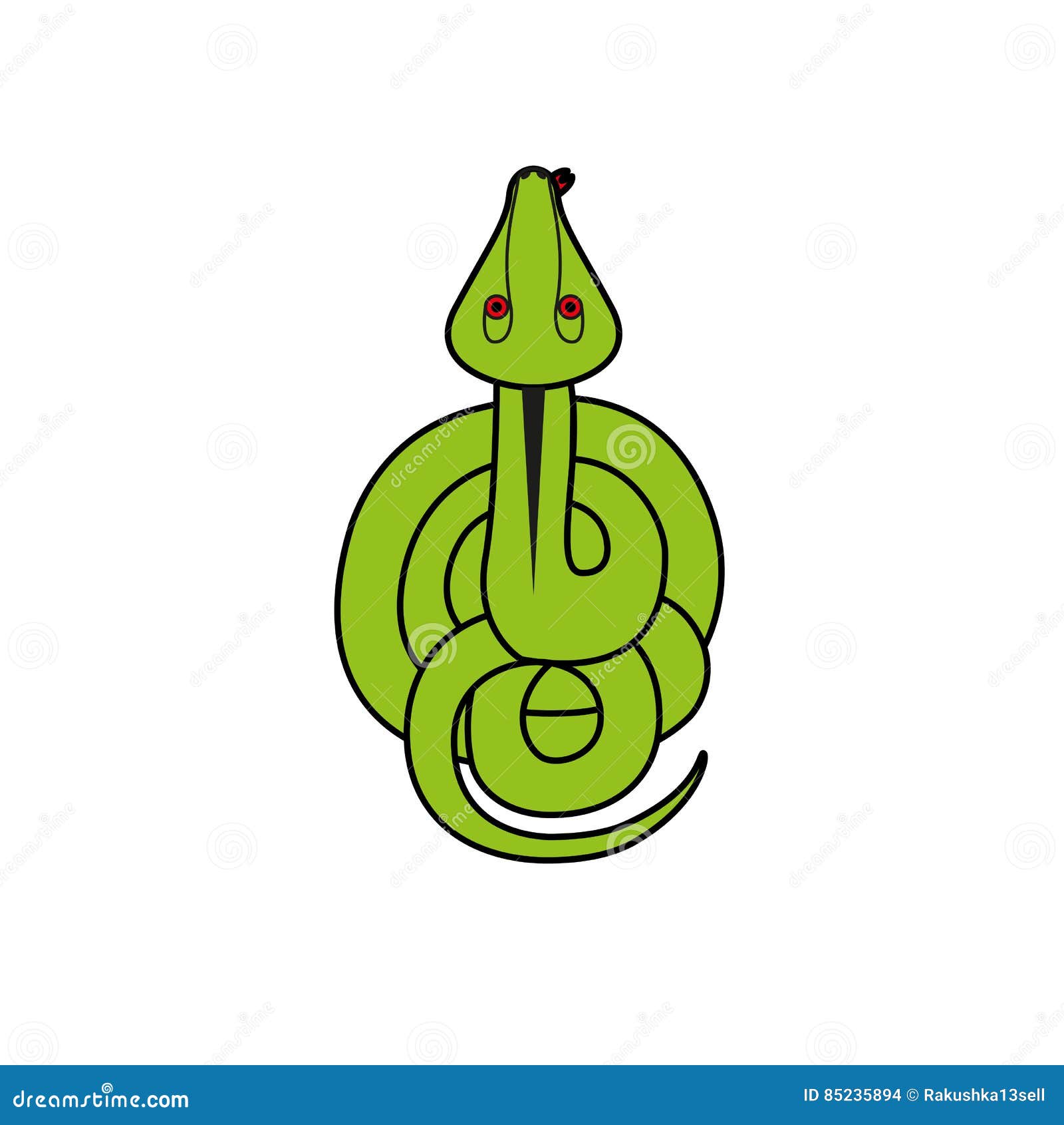 Cartoon Illustration Vector Snake. Reptile Top View. Stock Vector ...