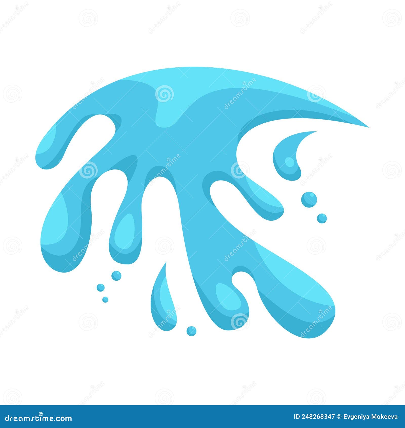 Cartoon Illustration with Water Splash and Drops Stock Illustration ...