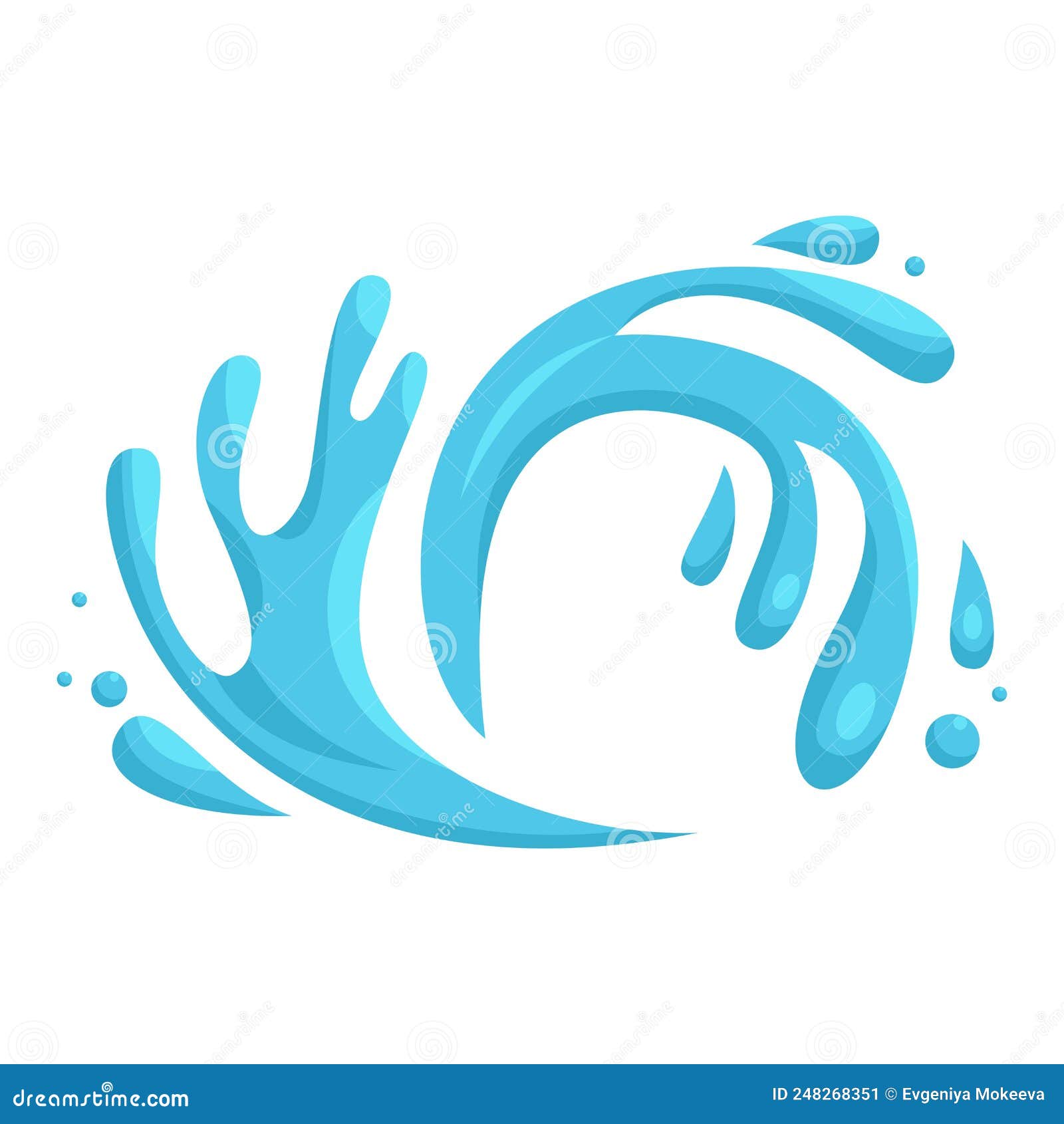 Cartoon Illustration with Water Splash and Drops Stock Illustration ...