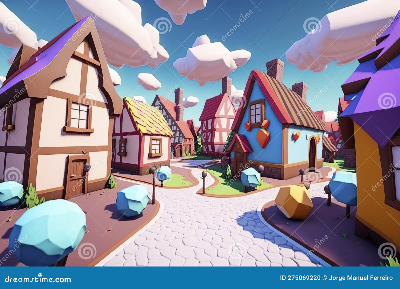 Cartoon Illustration, in a Whimsical Candy-colored Town, Ai Generative ...