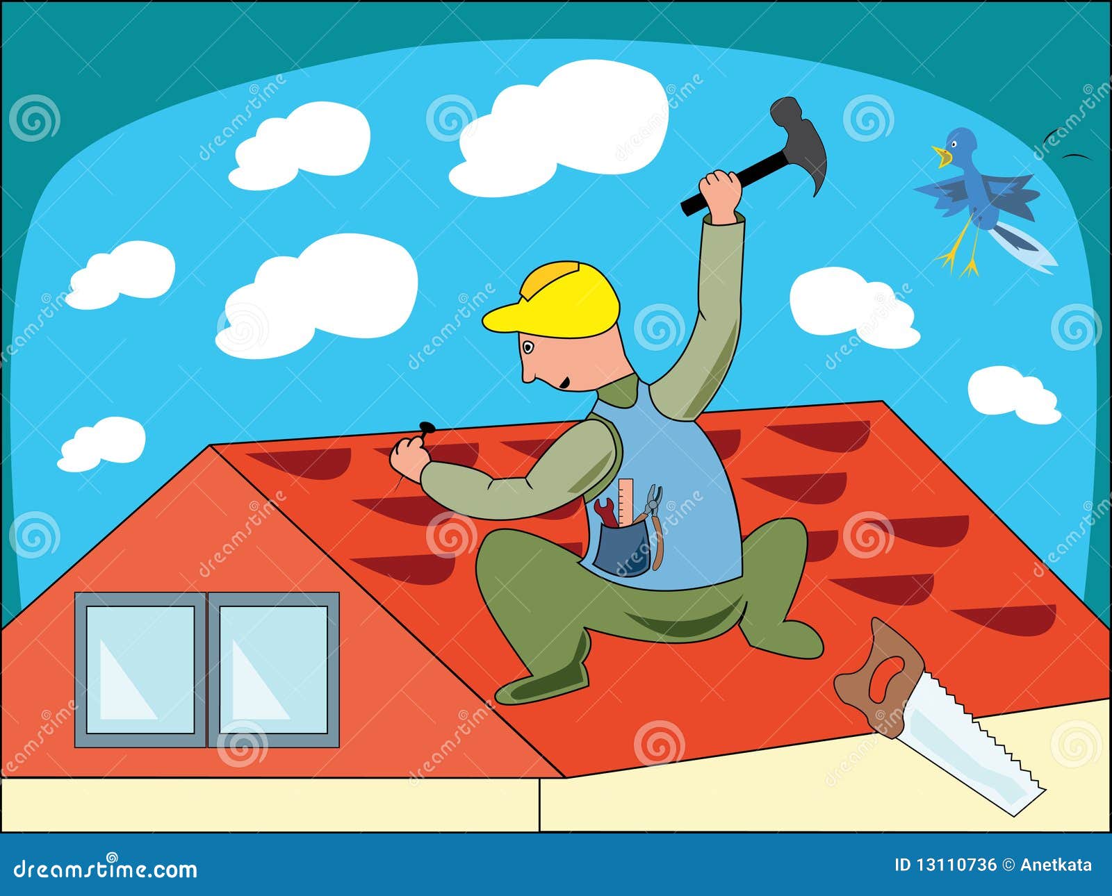 Cartoon Illustration of a Workman Stock Vector - Illustration of repair ...