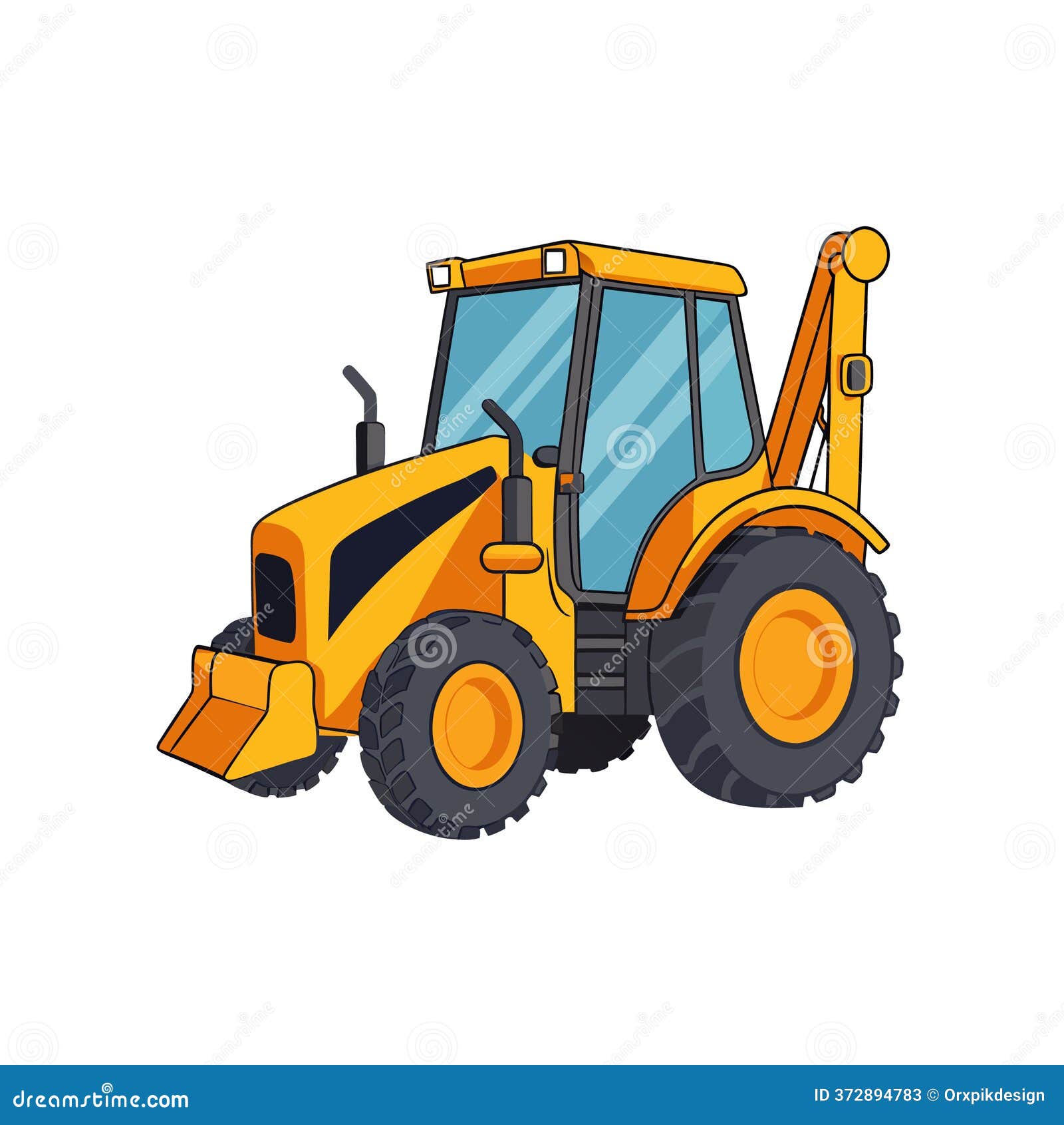 Cartoon Backhoe Tractor Illustration For Children And Adults ...