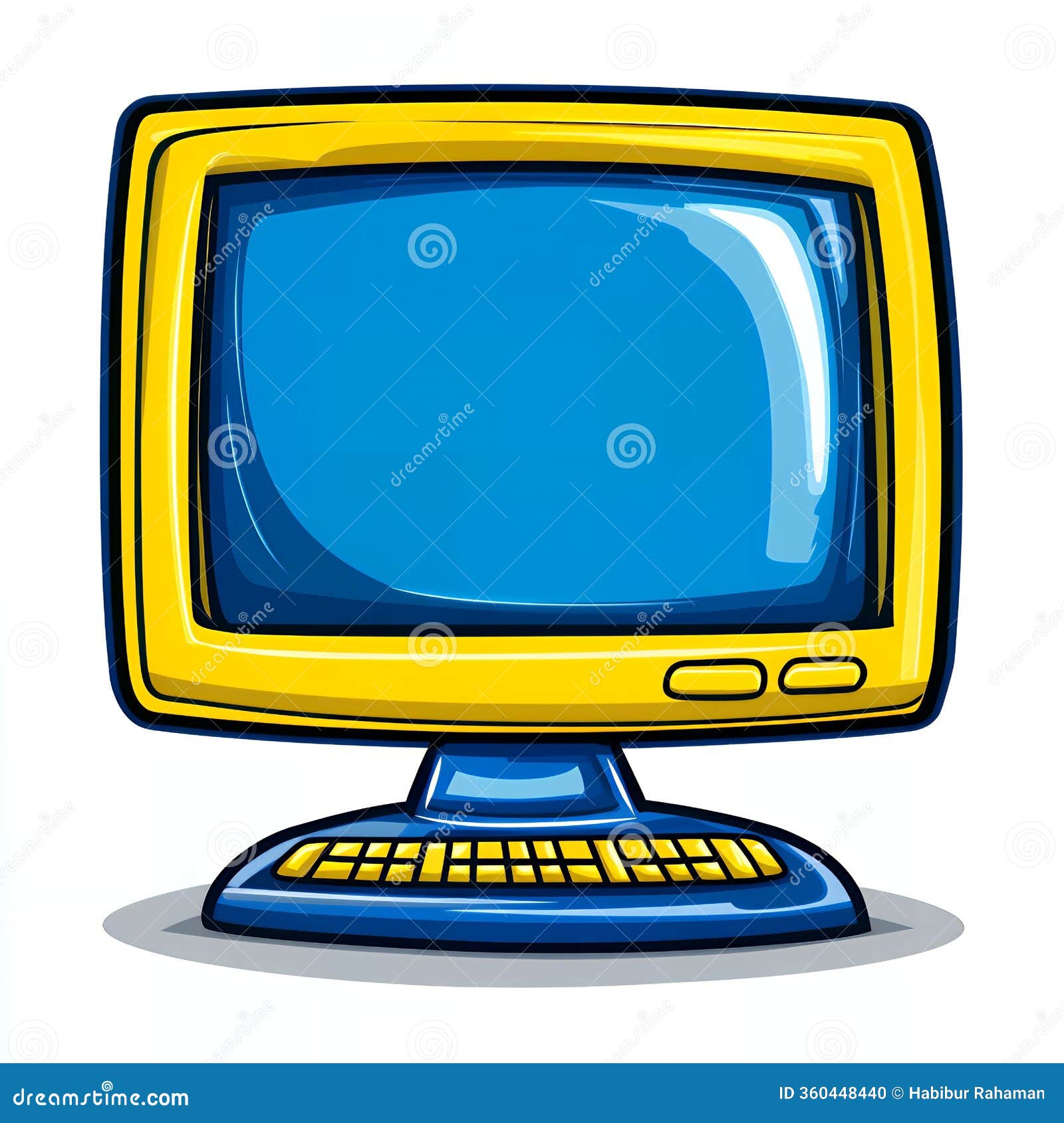 A Cartoon Illustration of a Yellow and Blue Computer Stock Illustration ...