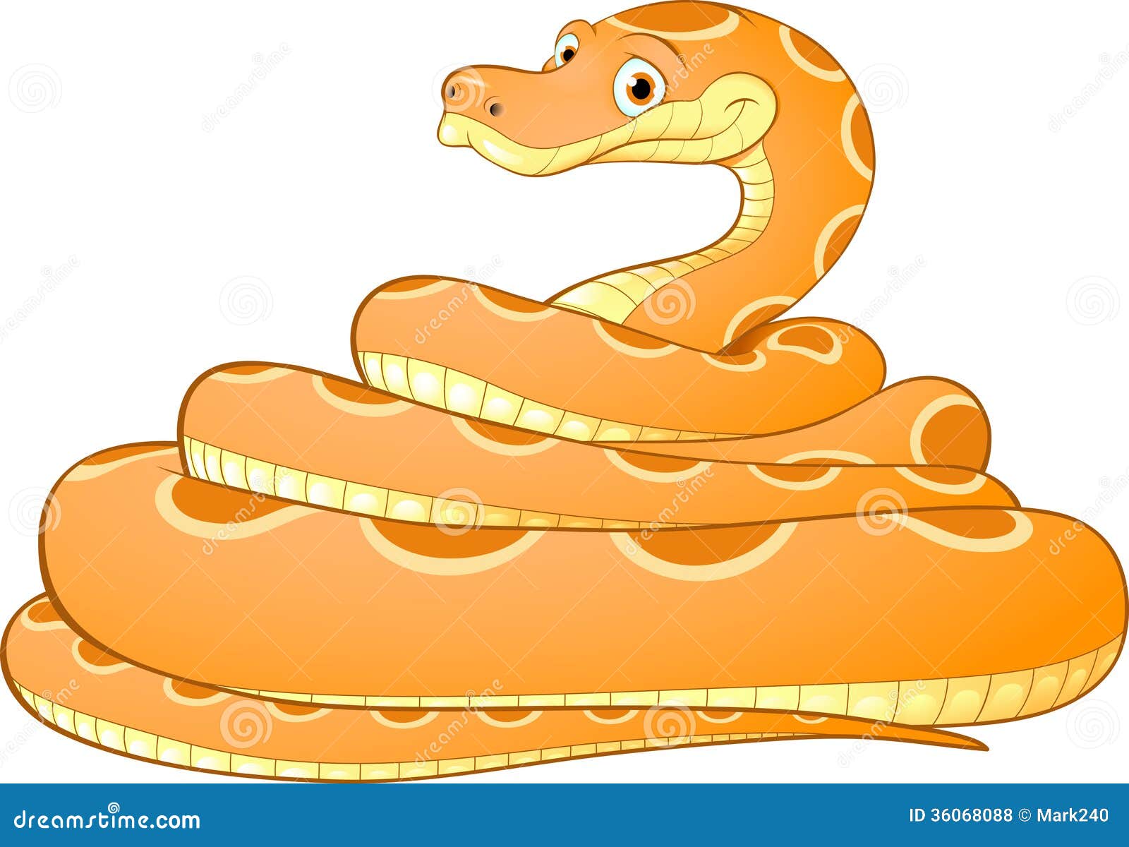 Cartoon Illustration of a Yellow Snake Stock Vector - Illustration of ...