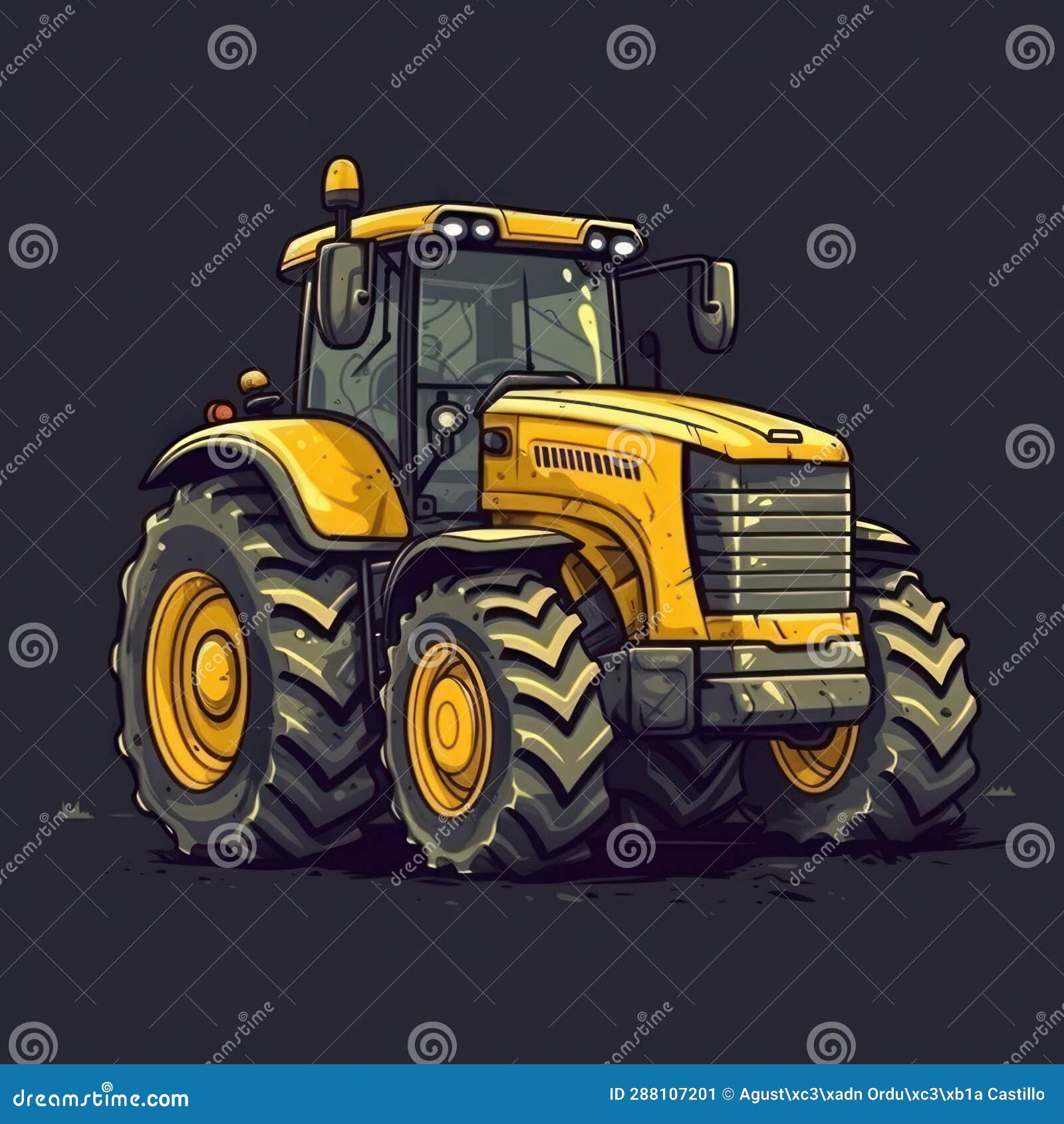 Cartoon Illustration of a Yellow Tractor. Stock Illustration ...