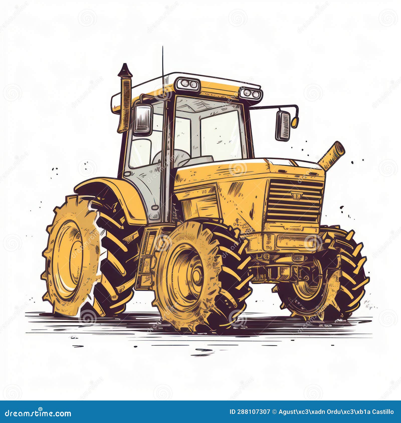 Cartoon Illustration of a Yellow Tractor. Stock Illustration ...