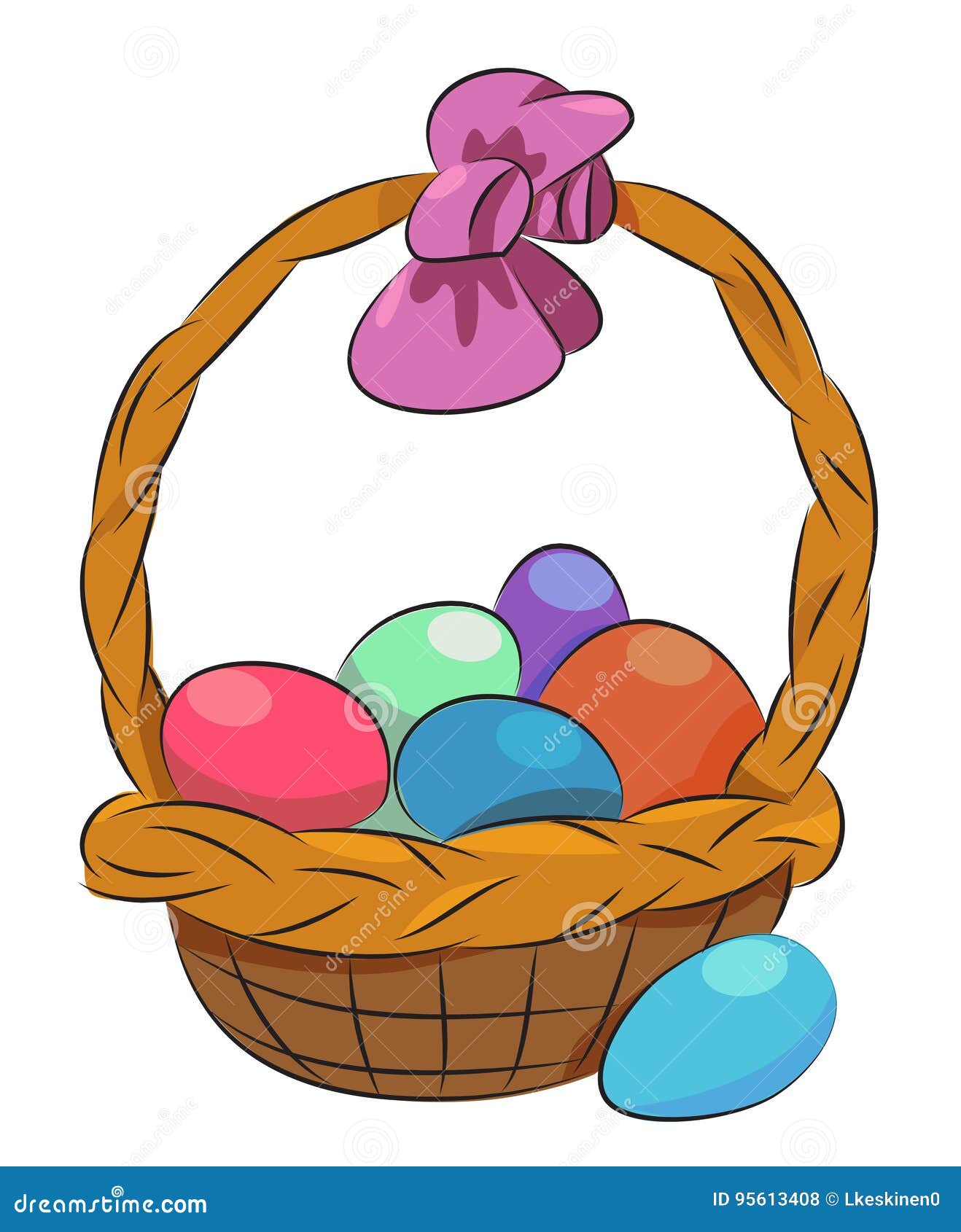 Cartoon Image of Basket with Easter Eggs Icon. Easter Symbol Stock ...