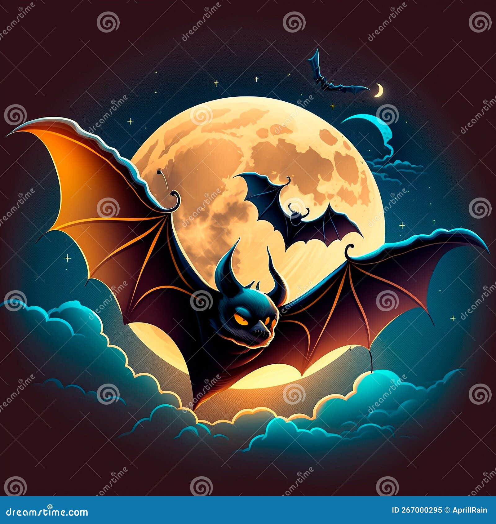 Cartoon image of a bat stock illustration. Illustration of book - 267000295