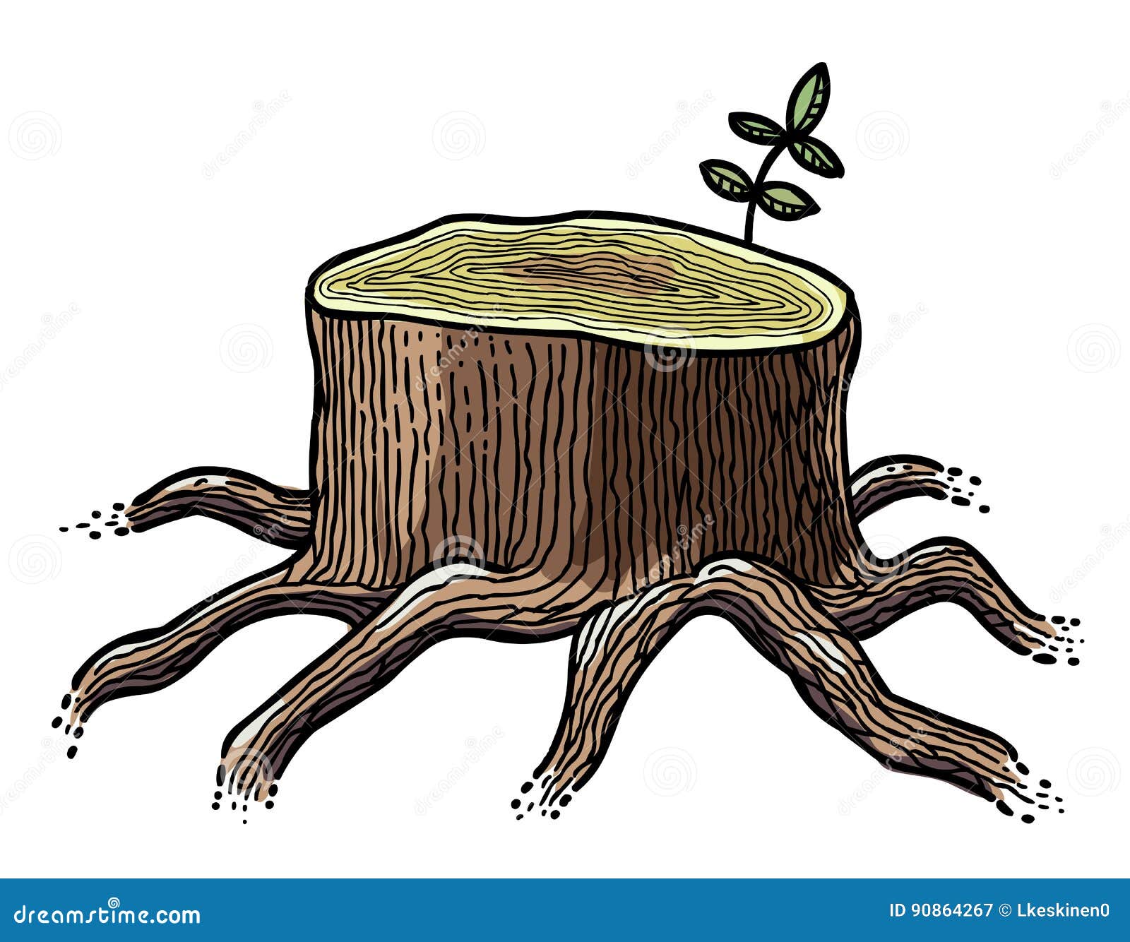 Cartoon Image of Big Tree Stump Stock Vector - Illustration of grunge ...