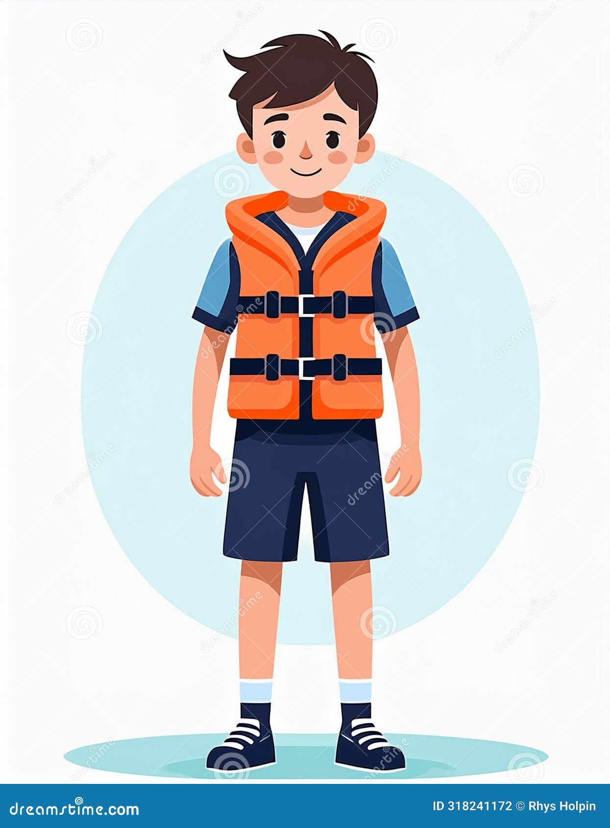 Cartoon Image of a Boy Wearing a Lifejacket Stock Illustration ...