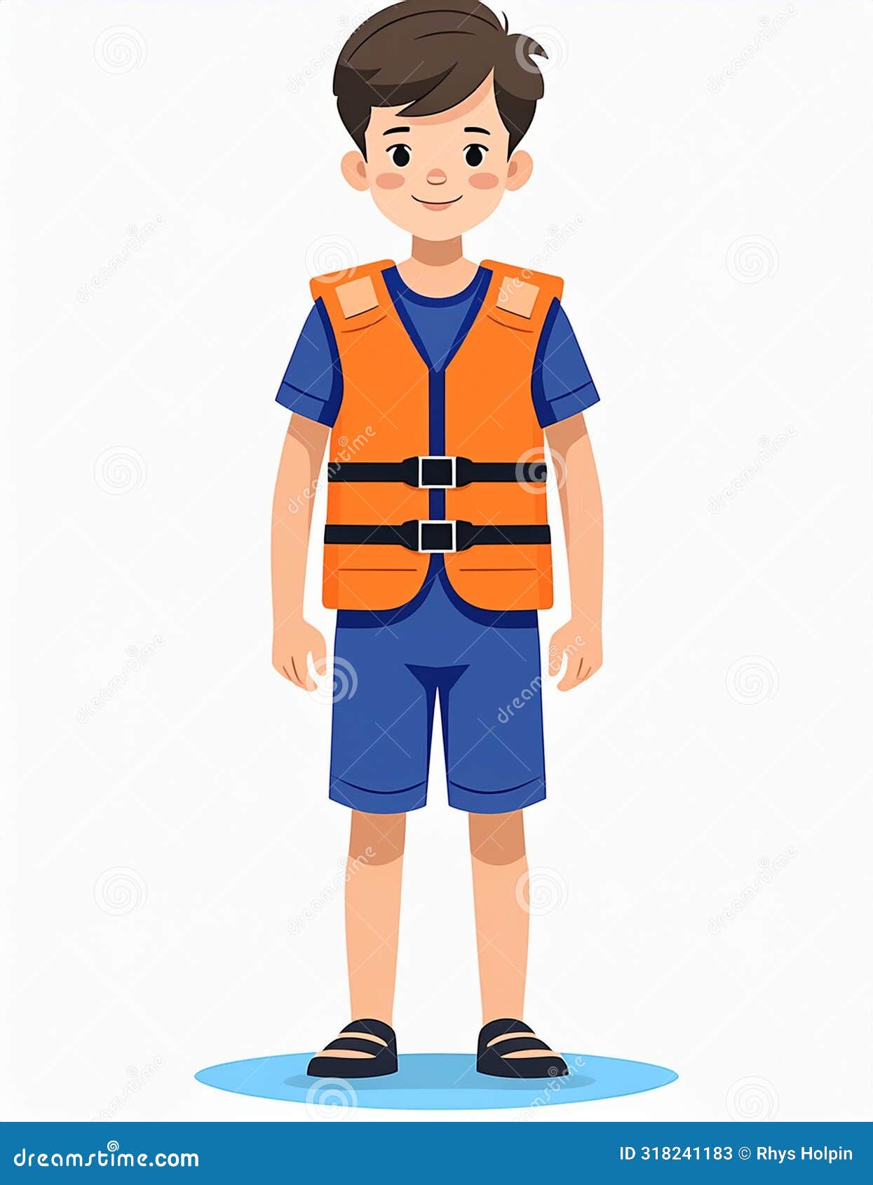 Cartoon Image of a Boy Wearing a Lifejacket Stock Illustration ...