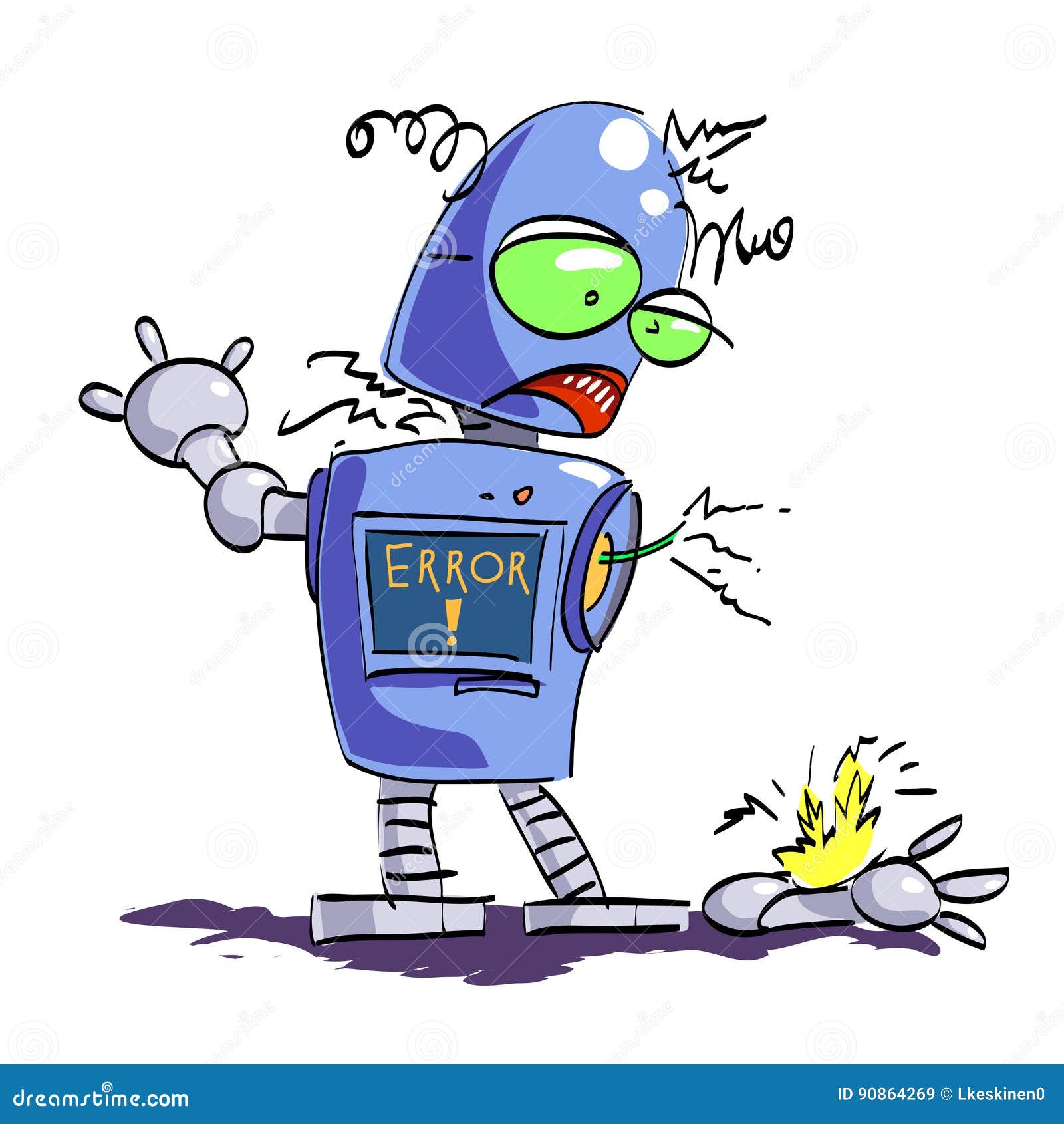 Cartoon Image of Broken Robot Stock Vector - Illustration of drawing ...