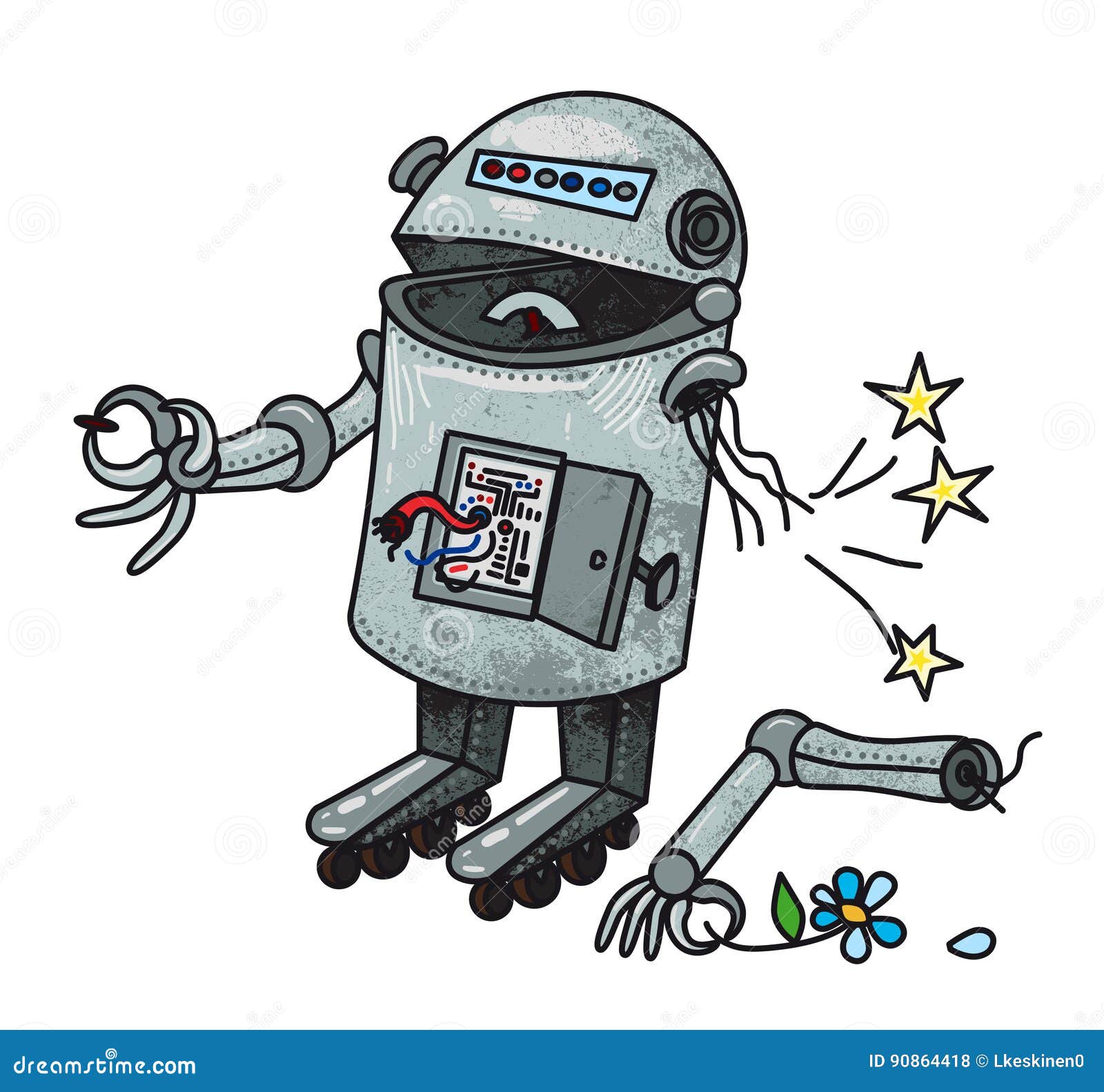 Cartoon Image of Broken Robot Stock Vector - Illustration of artwork ...