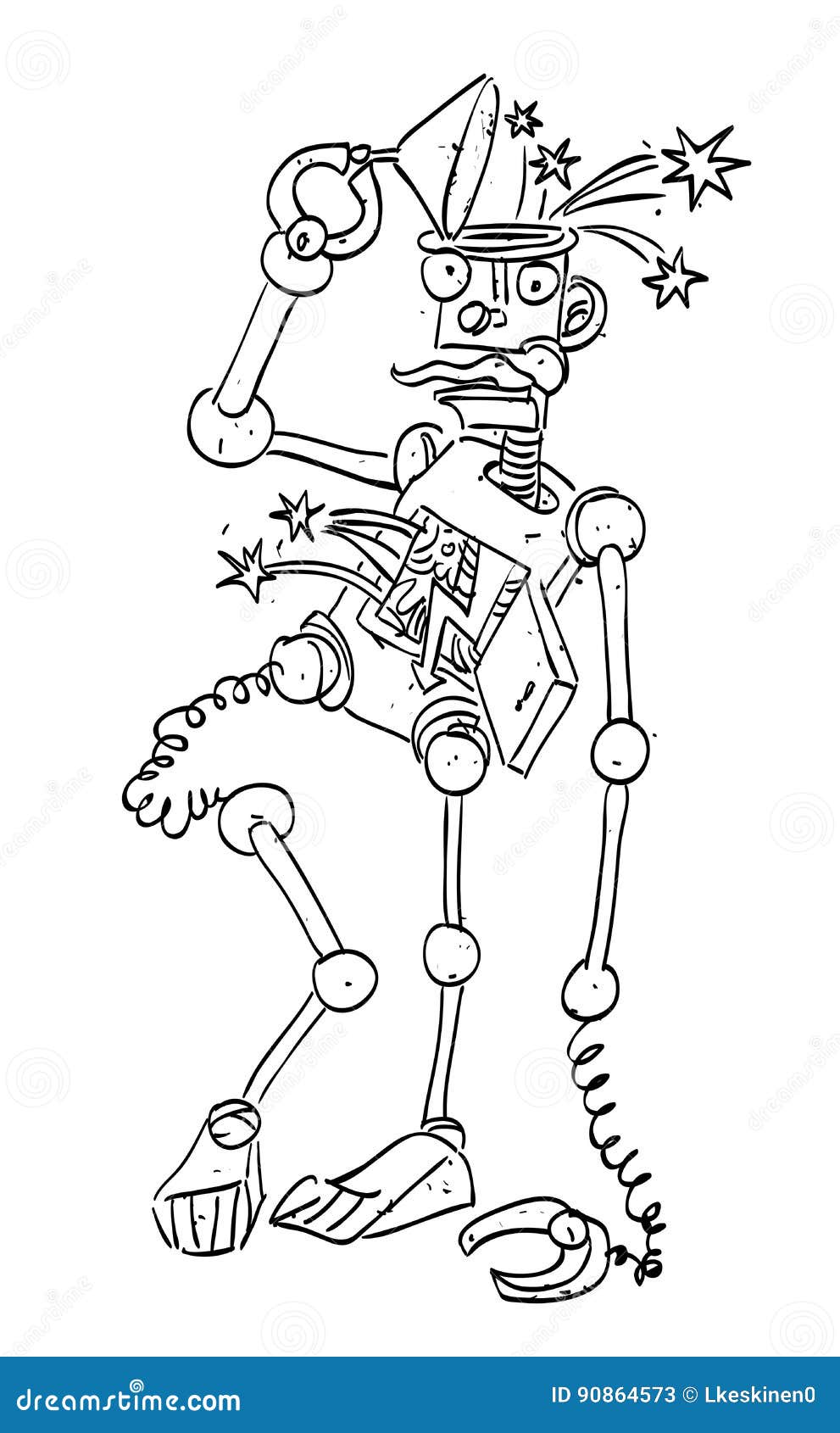 Cartoon Image of Broken Robot Stock Vector - Illustration of retro ...