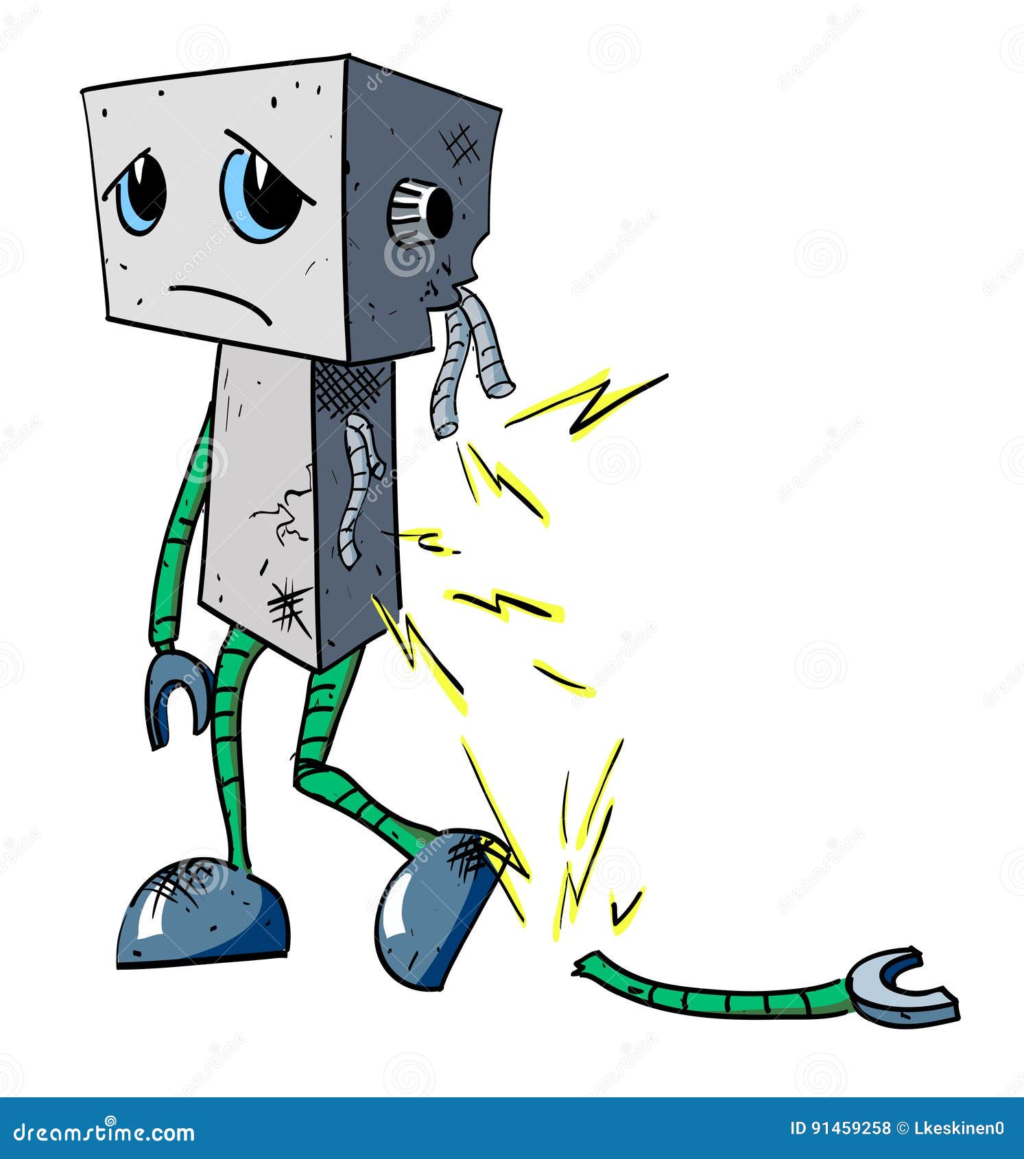 Cartoon Image of Broken Robot Stock Vector - Illustration of drawn ...