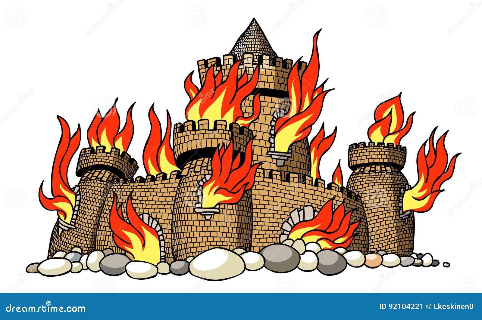 Cartoon Image of Burning Castle Stock Vector - Illustration of doodle ...