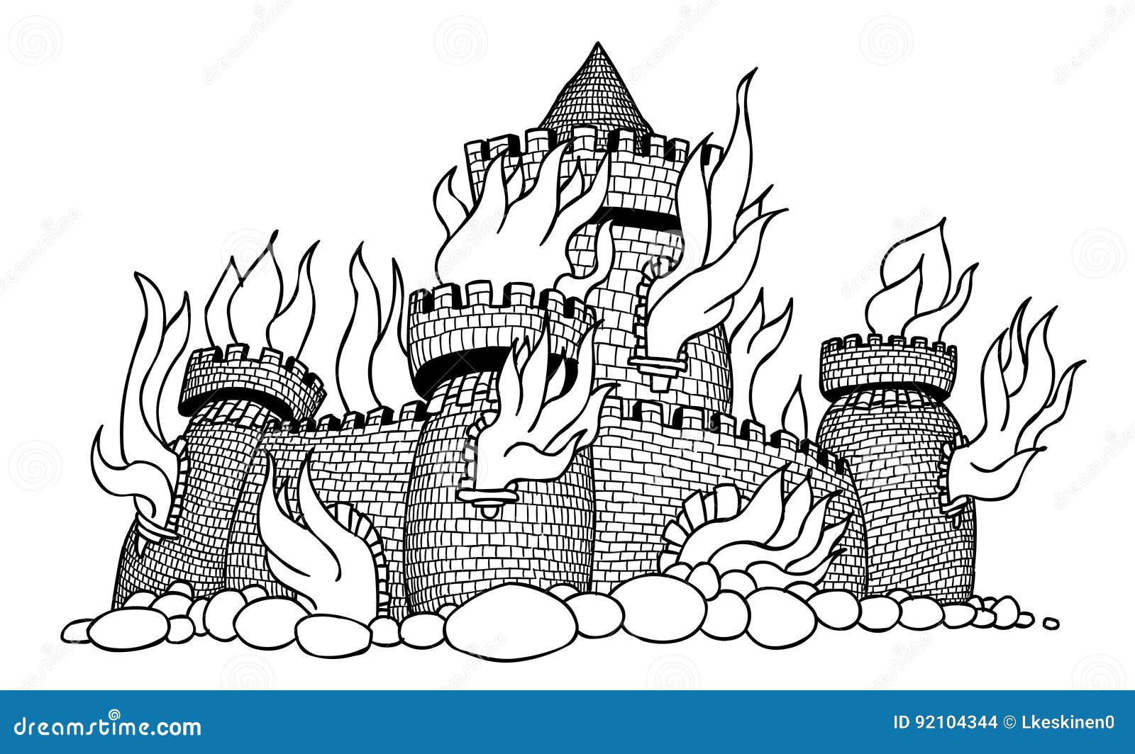 Cartoon Image of Burning Castle Stock Vector - Illustration of crazy ...
