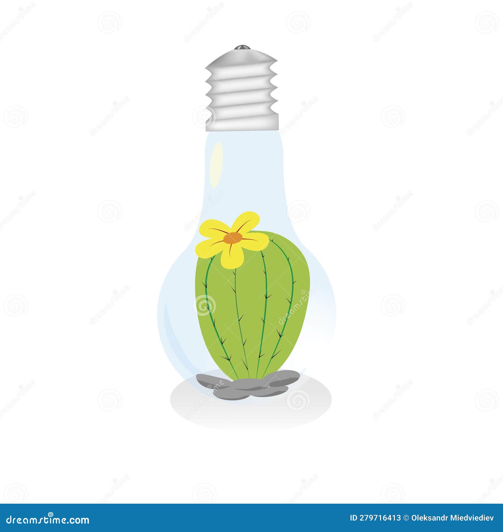 Cartoon Image of a Cactus Inside a Light Bulb. Vector Illustration ...