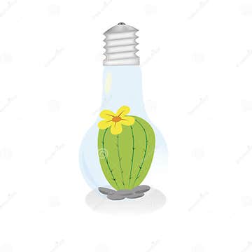 Cartoon Image of a Cactus Inside a Light Bulb. Vector Illustration ...