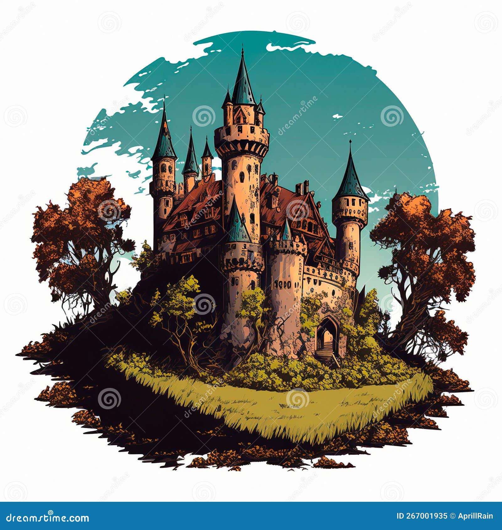 Cartoon Image of the Castle Stock Illustration - Illustration of flags ...