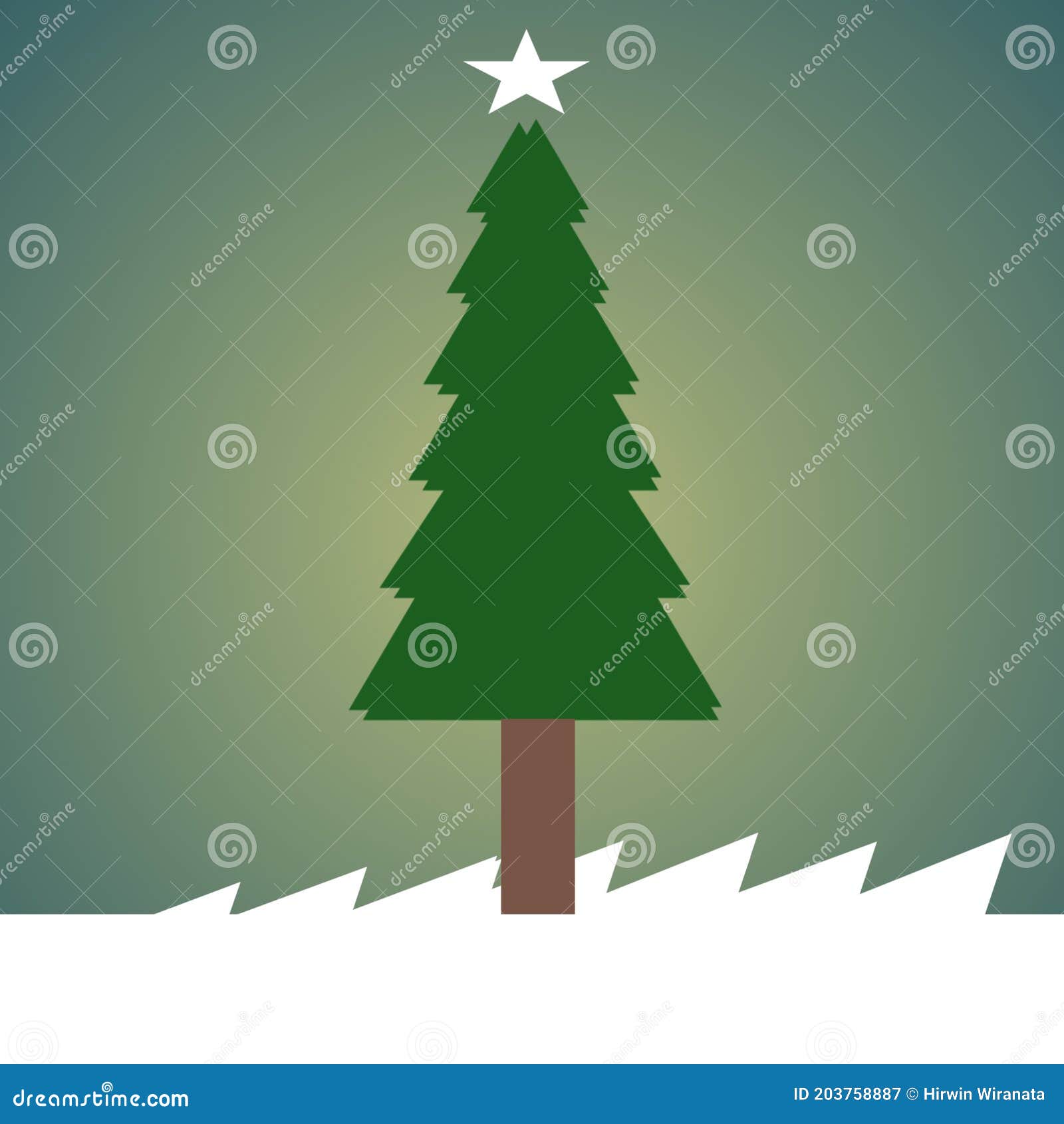 Cartoon Image of a Christmas Tree with a Star on the Top Stock ...