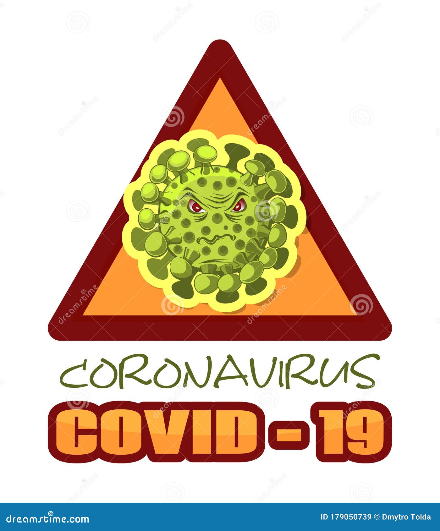 Cartoon Image of Coronavirus in Warning Triangle Stock Vector ...