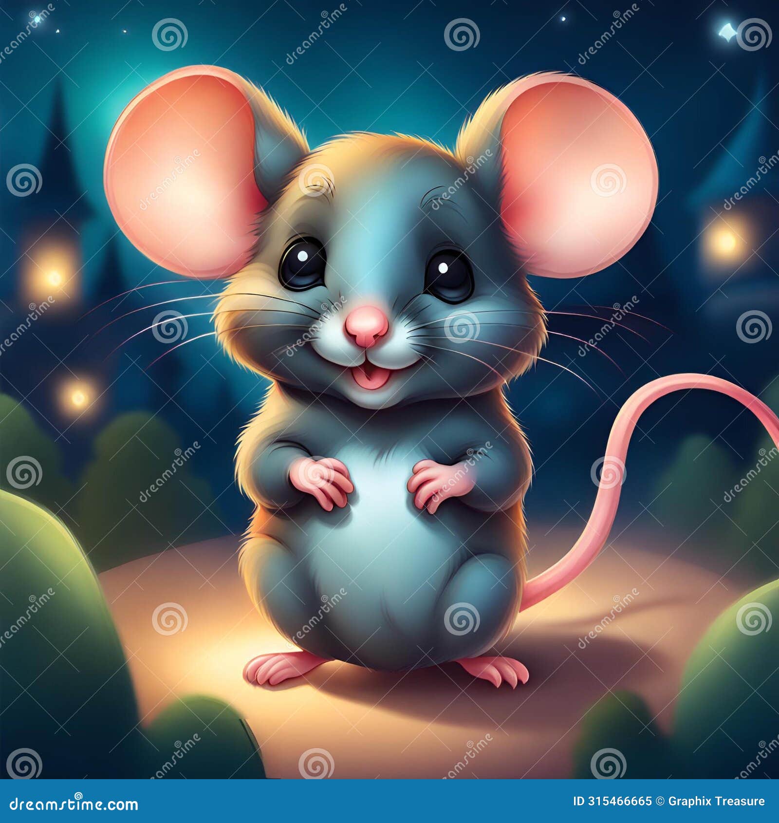A Cartoon Image of a Cute Mischievous Rat Standing and Smiling ...