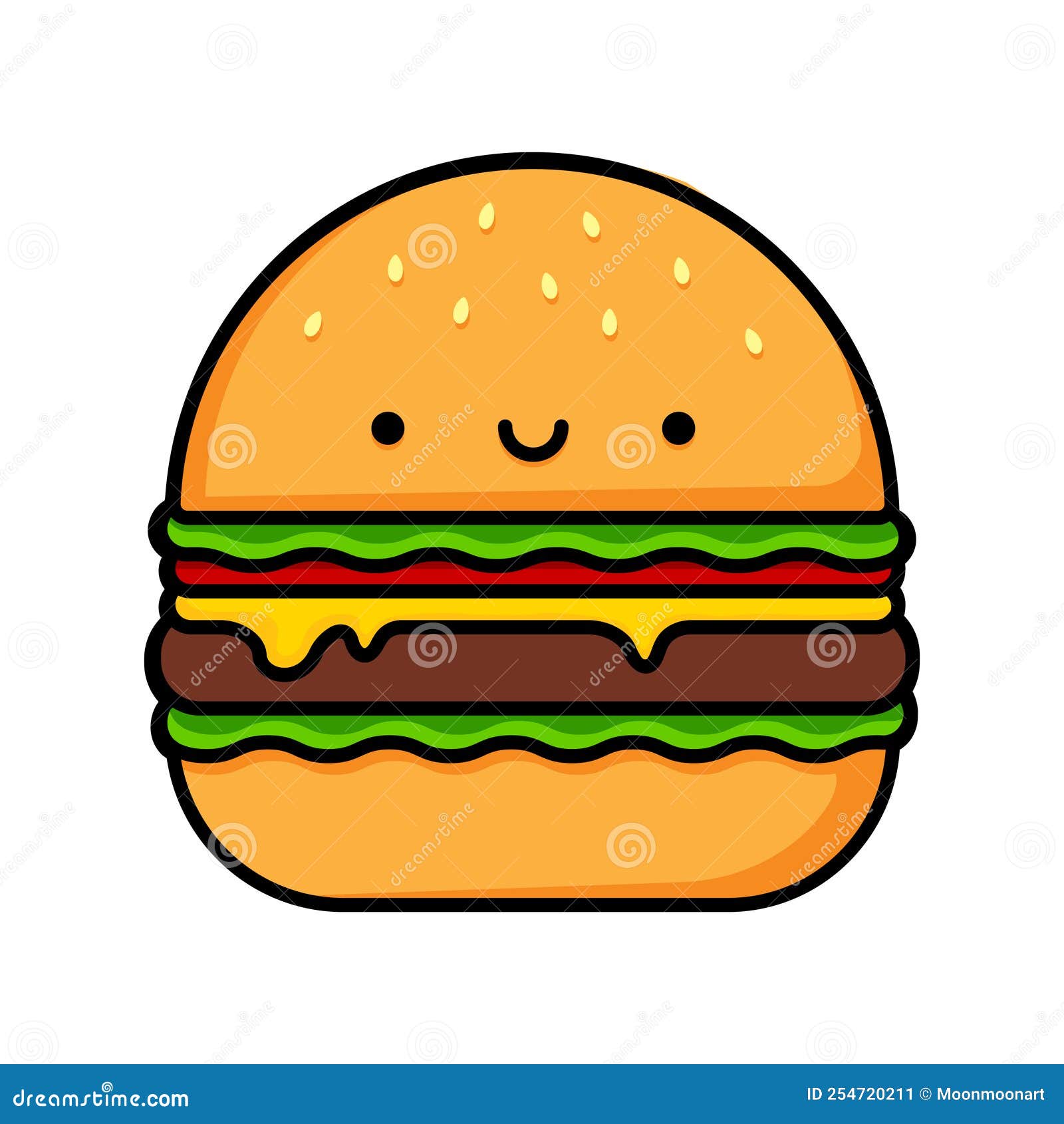 Smiling Burger Sandwich, Cute Emoji Sticker On Red Background Vector ...