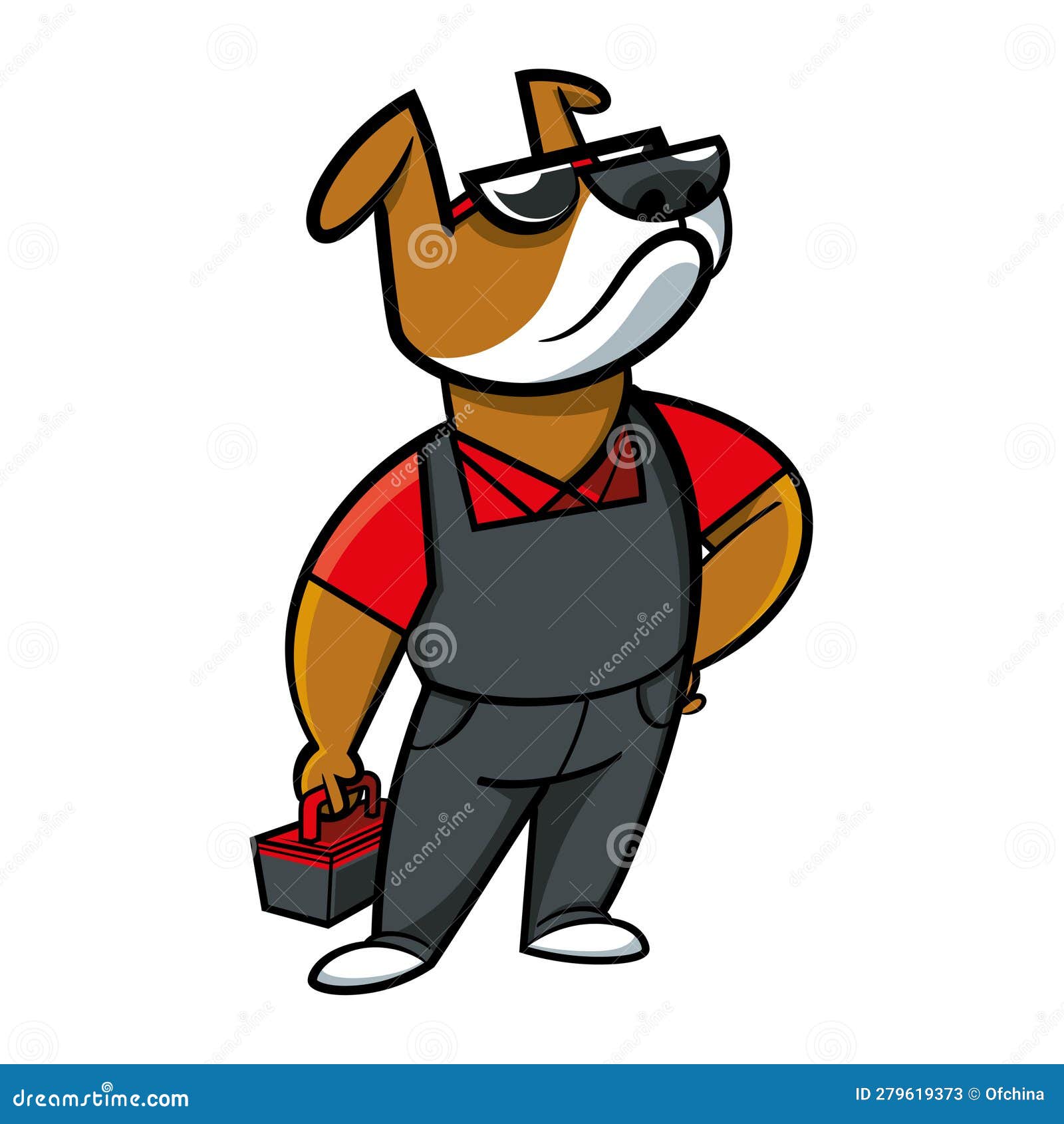 Cartoon Image of a Dog in a Work Uniform with a Tool Box. Isolated ...