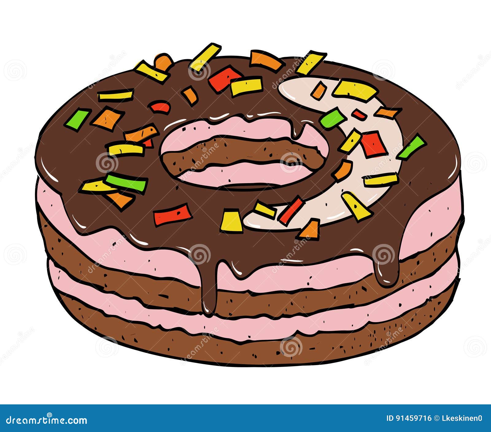 Cartoon image of doughnut stock vector. Illustration of doughnut - 91459716