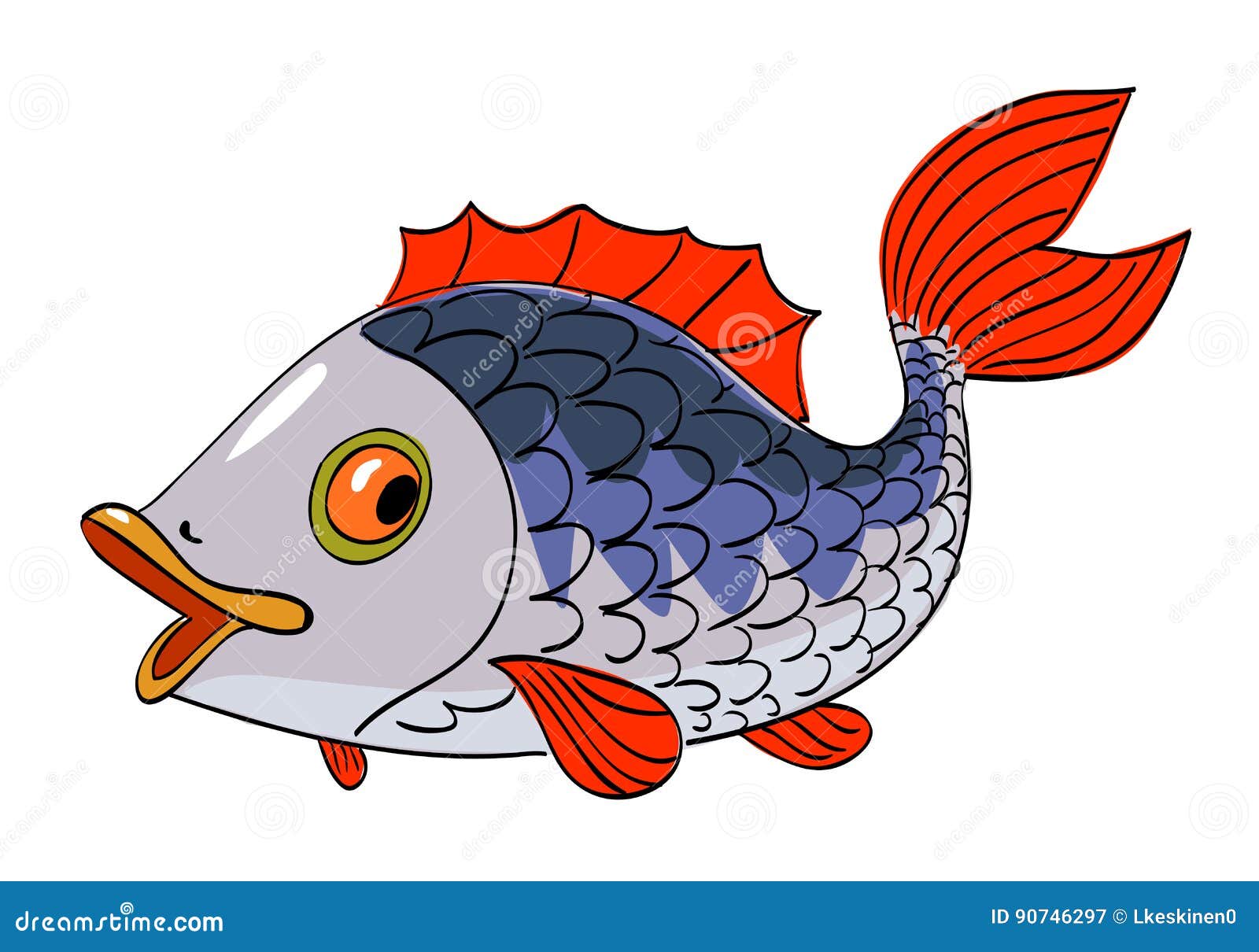 Cartoon image of fish stock vector. Illustration of cartoon - 90746297