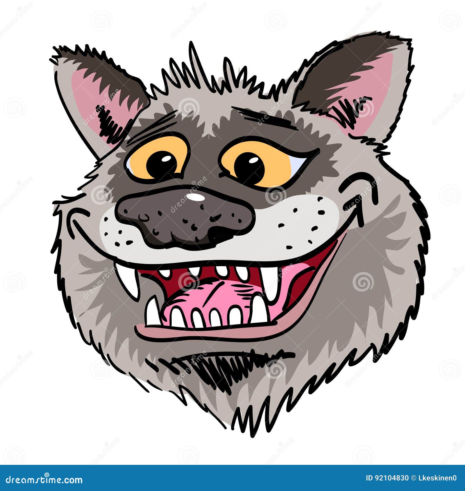 Cartoon Image of Grinning Wolf Face Stock Vector - Illustration of ...