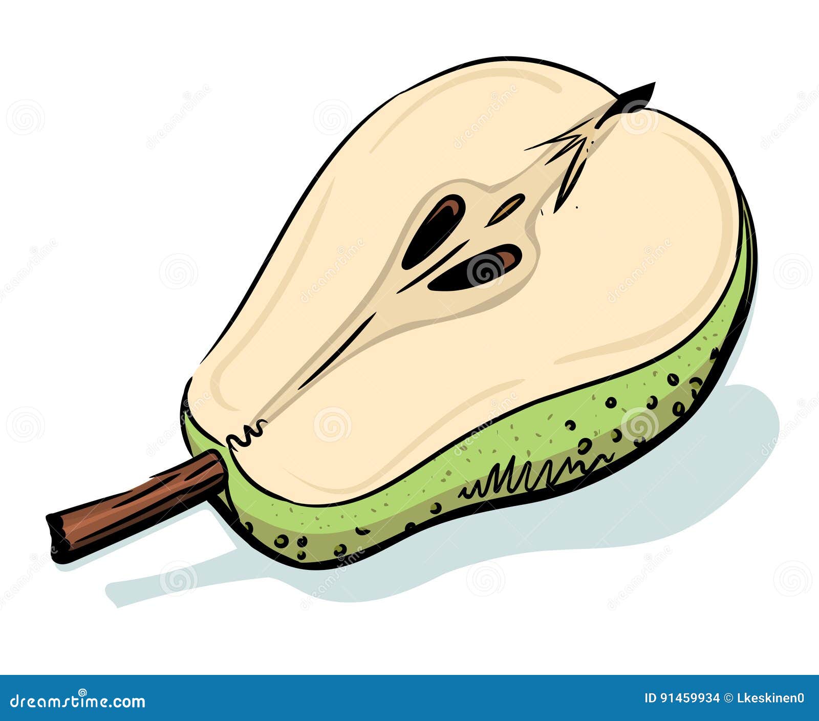 Cartoon image of half pear stock vector. Illustration of drawn - 91459934