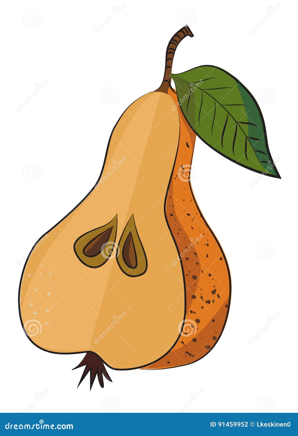 Cartoon image of half pear stock vector. Illustration of hungry - 91459952