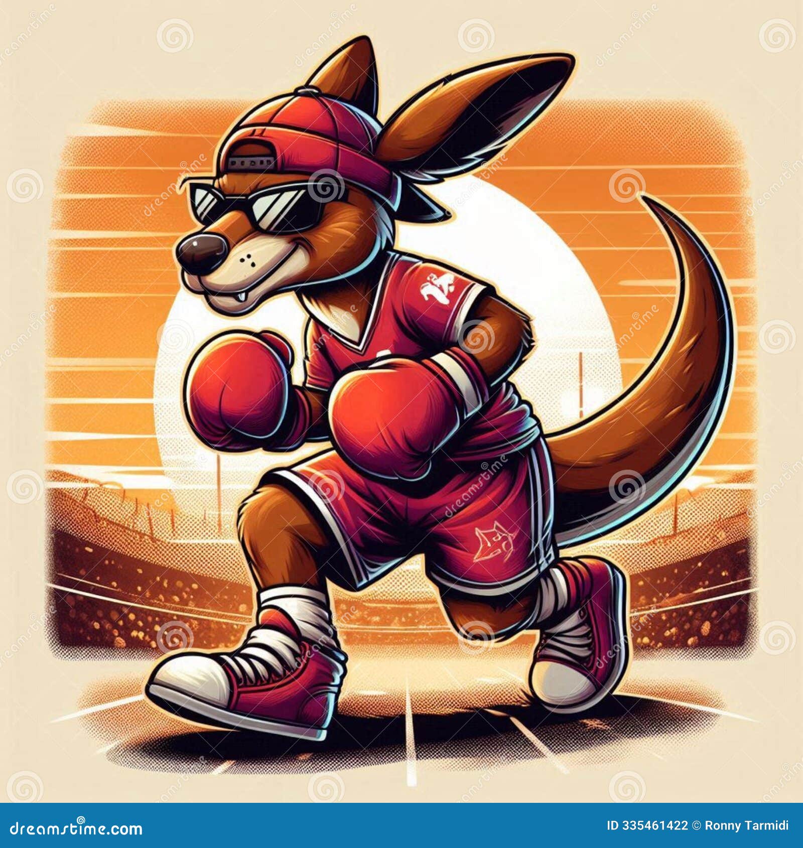 Kangaroo Character Wearing Boxing Uniform And Gloves Royalty-Free Stock ...