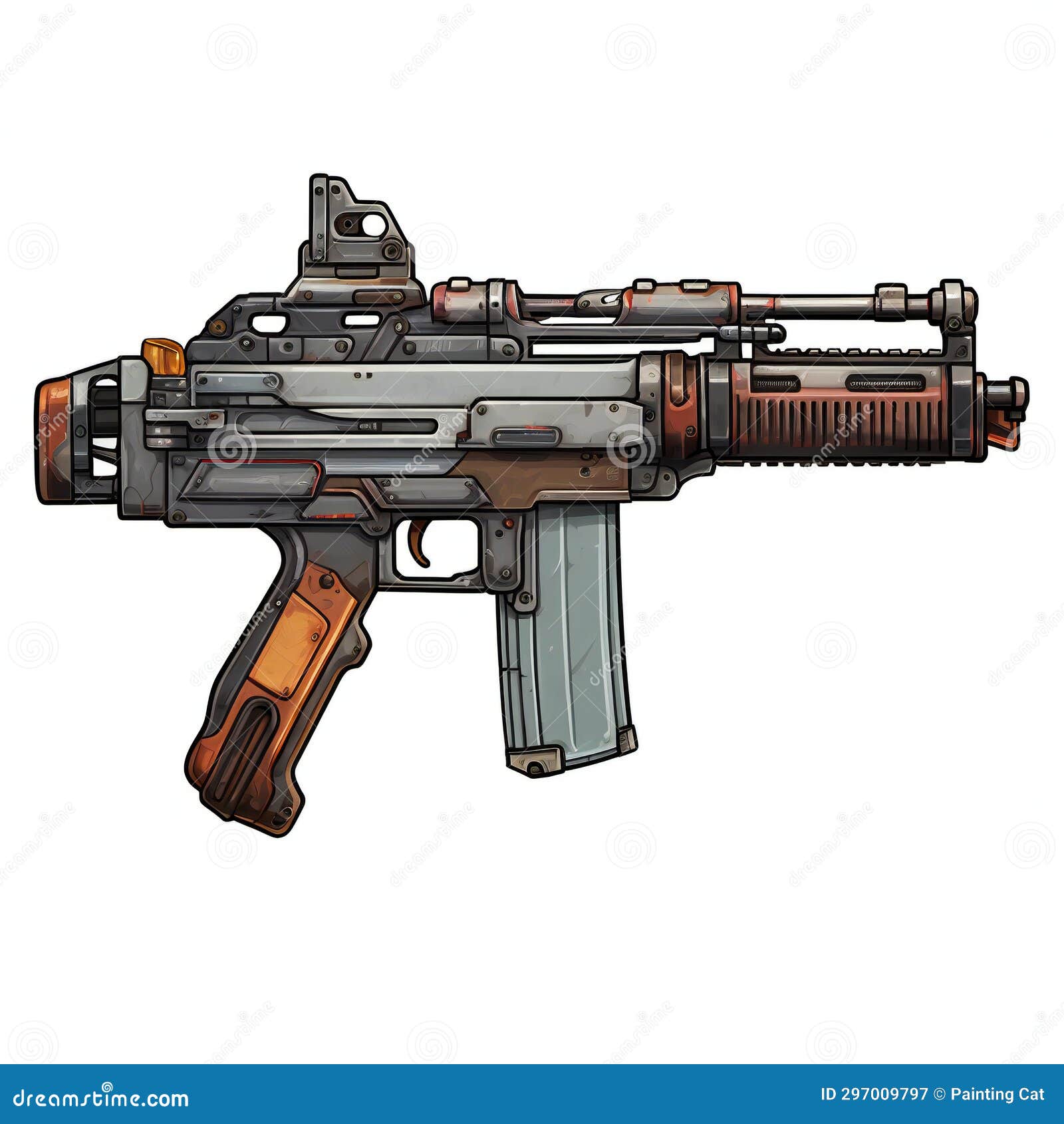 Cartoon Image of a Machine Gun on White Background, Stock Illustration ...