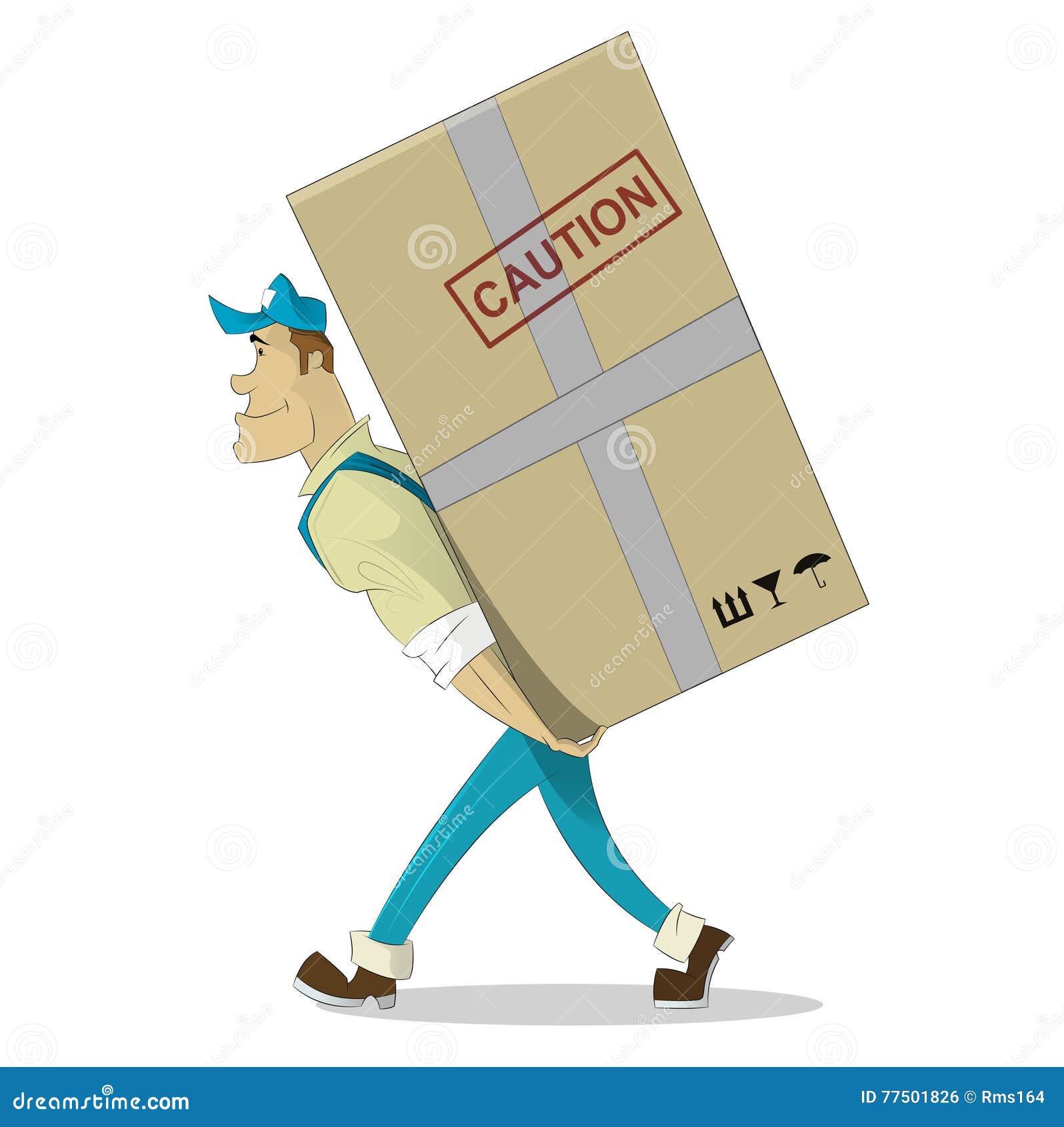 Cartoon Image of Porter Man in Blue Cap. Stock Vector - Illustration of ...