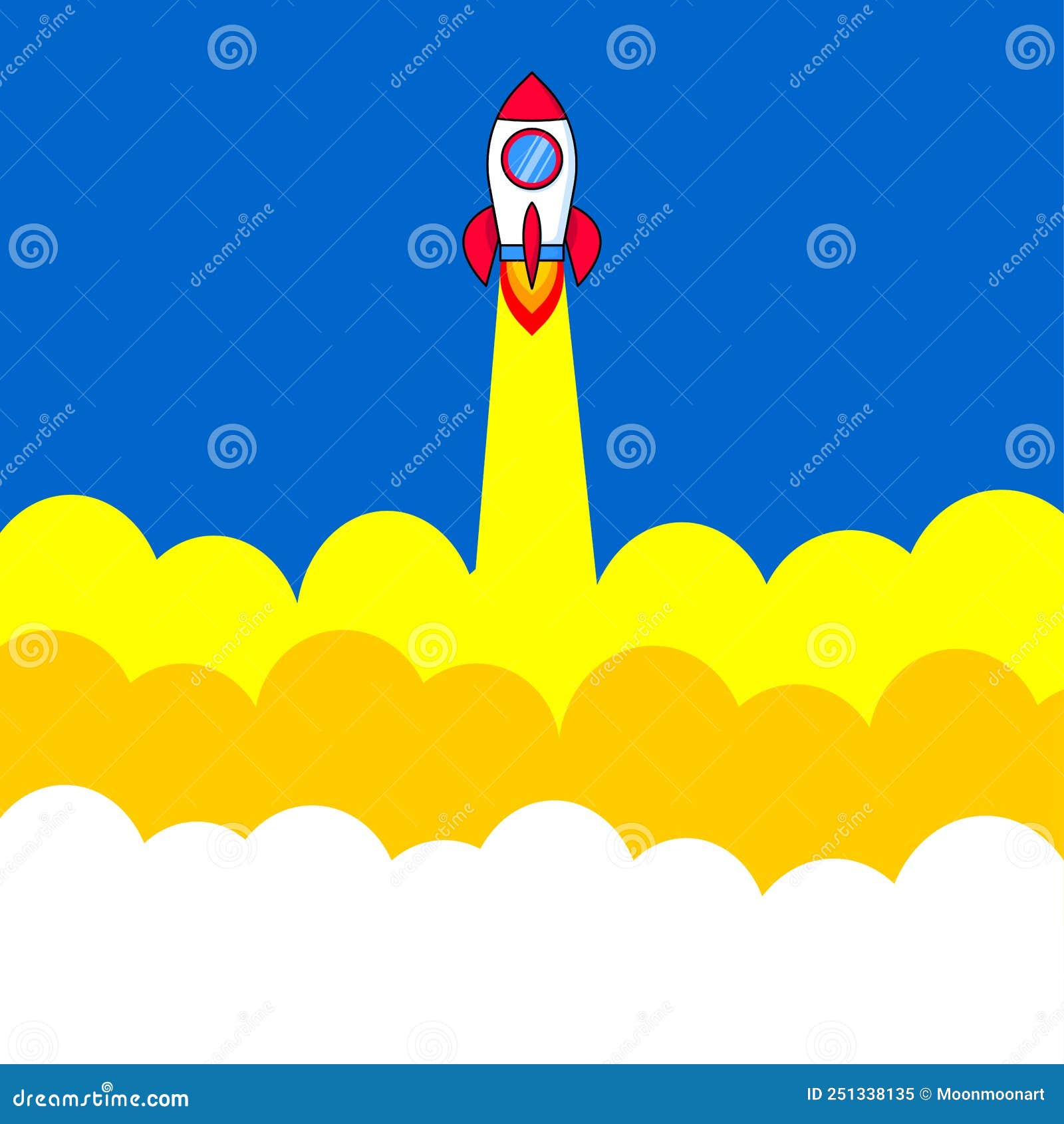 Cartoon Image of a Rocket Taking Off. Vector Illustration Stock Vector - Illustration of ...