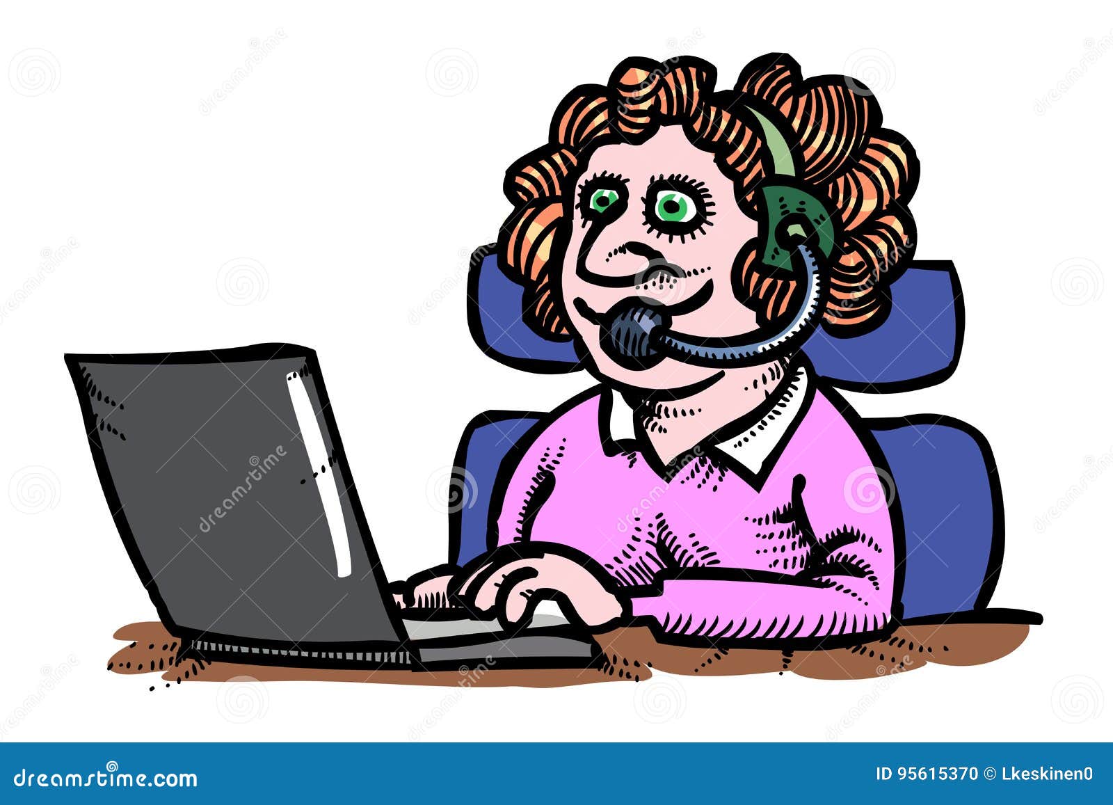 Cartoon Image of Technical Support Woman Operator Flat Vector Ic Stock ...