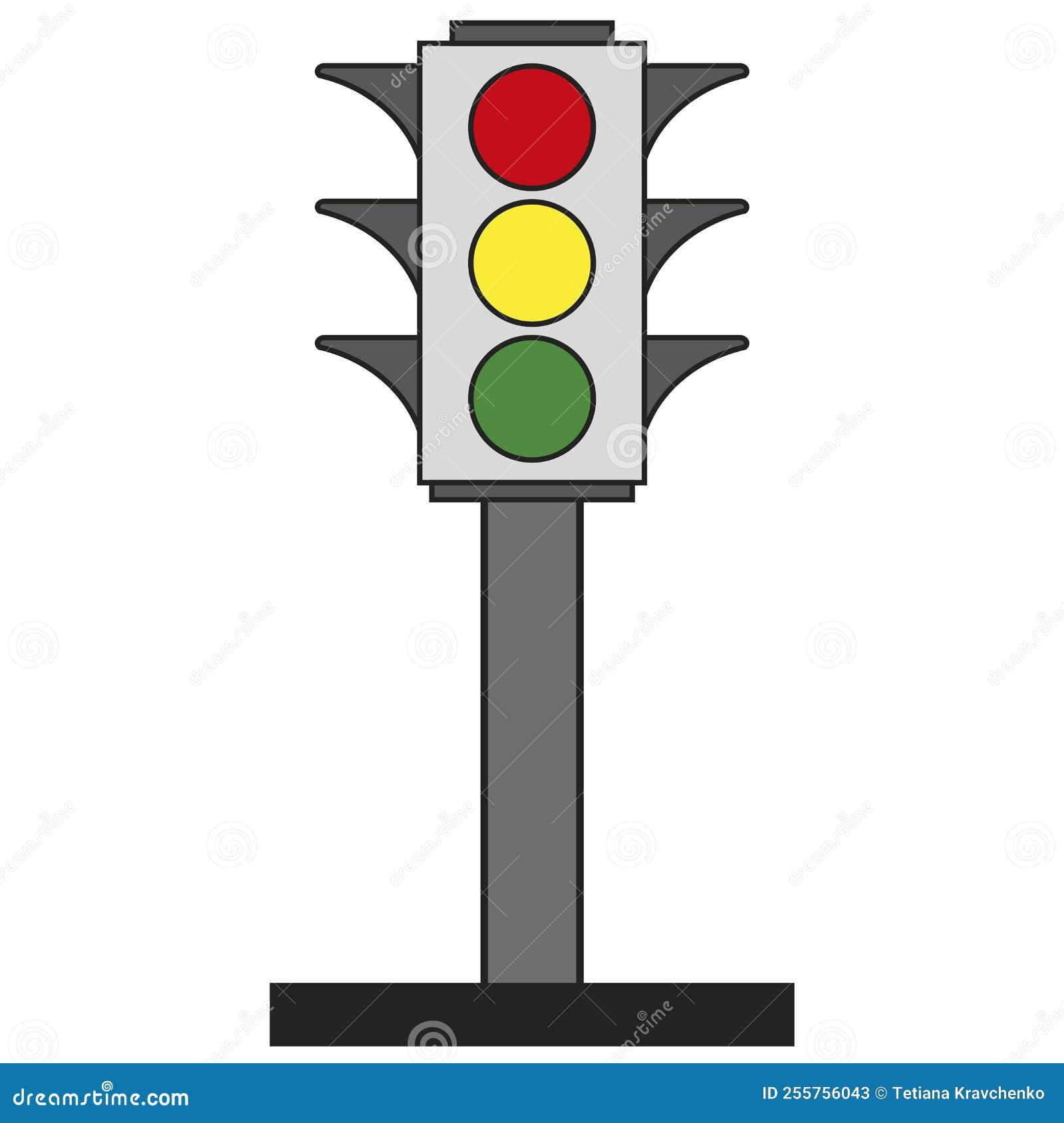 Cartoon Image with Traffic Light. Sign Forbidden. Vector Illustration ...