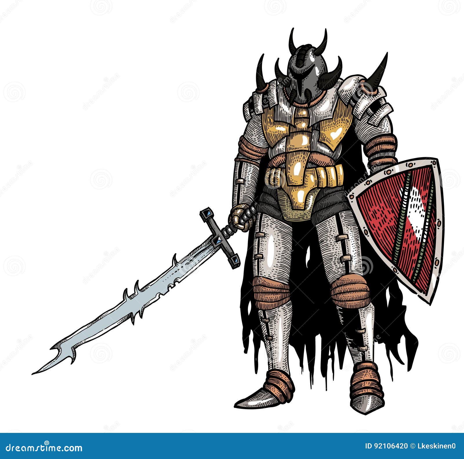 Cartoon Image of Warrior with Sword Stock Vector - Illustration of ...